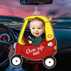 Fathers Day Gifts, Hanging Car Baby Photo Face Custom Car Ornament, Car ...