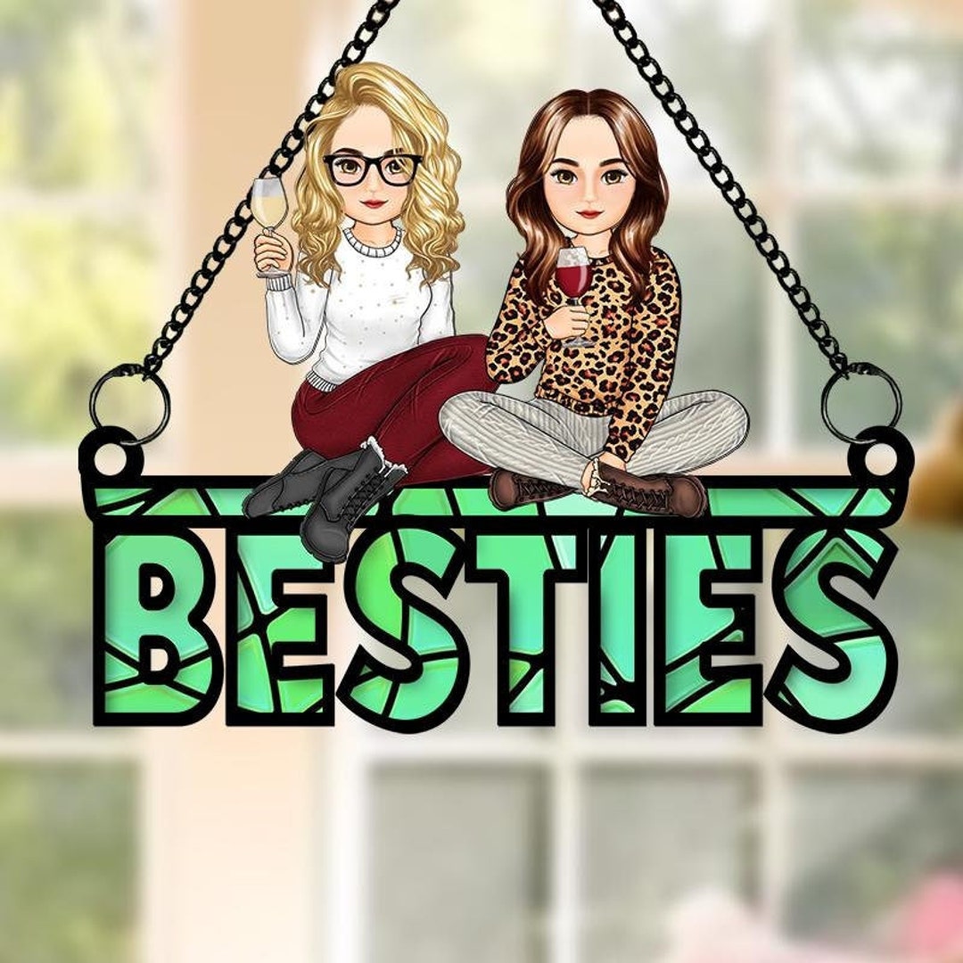Personalized Best Friends Window Hanging Ornament, Personalized Window ...