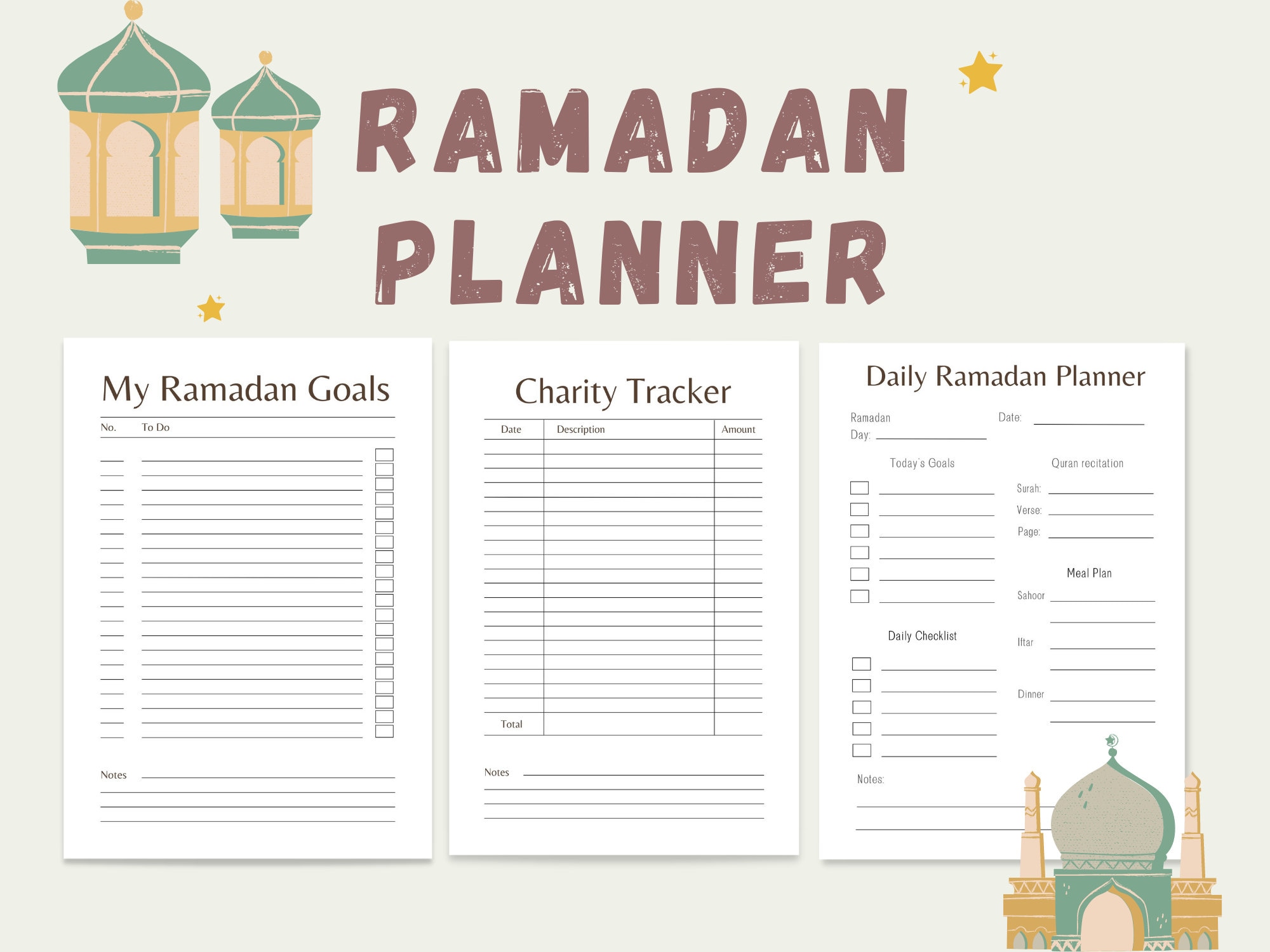 Ramadan Planner 2022 / Ramadan Checklist / Printable PDF - Etsy