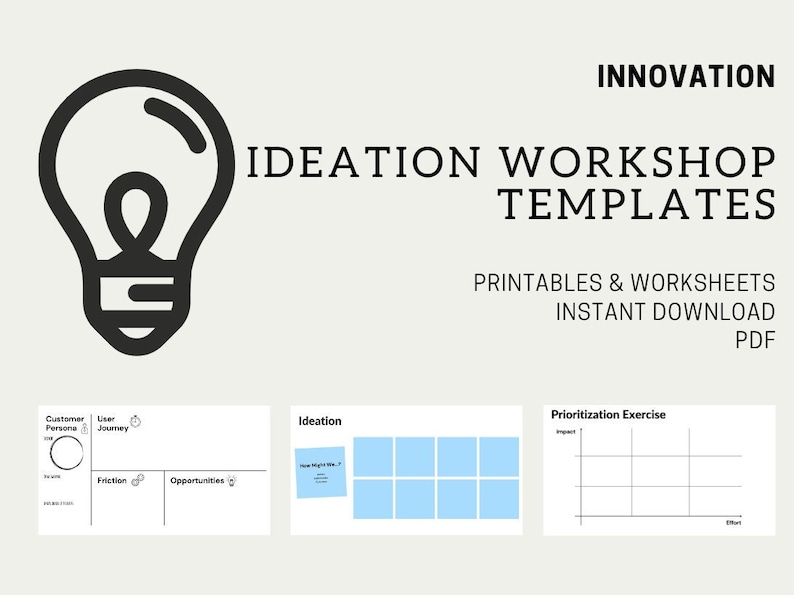 Ideation Workshop Customer Journey Innovation Design Thinking Printable ...