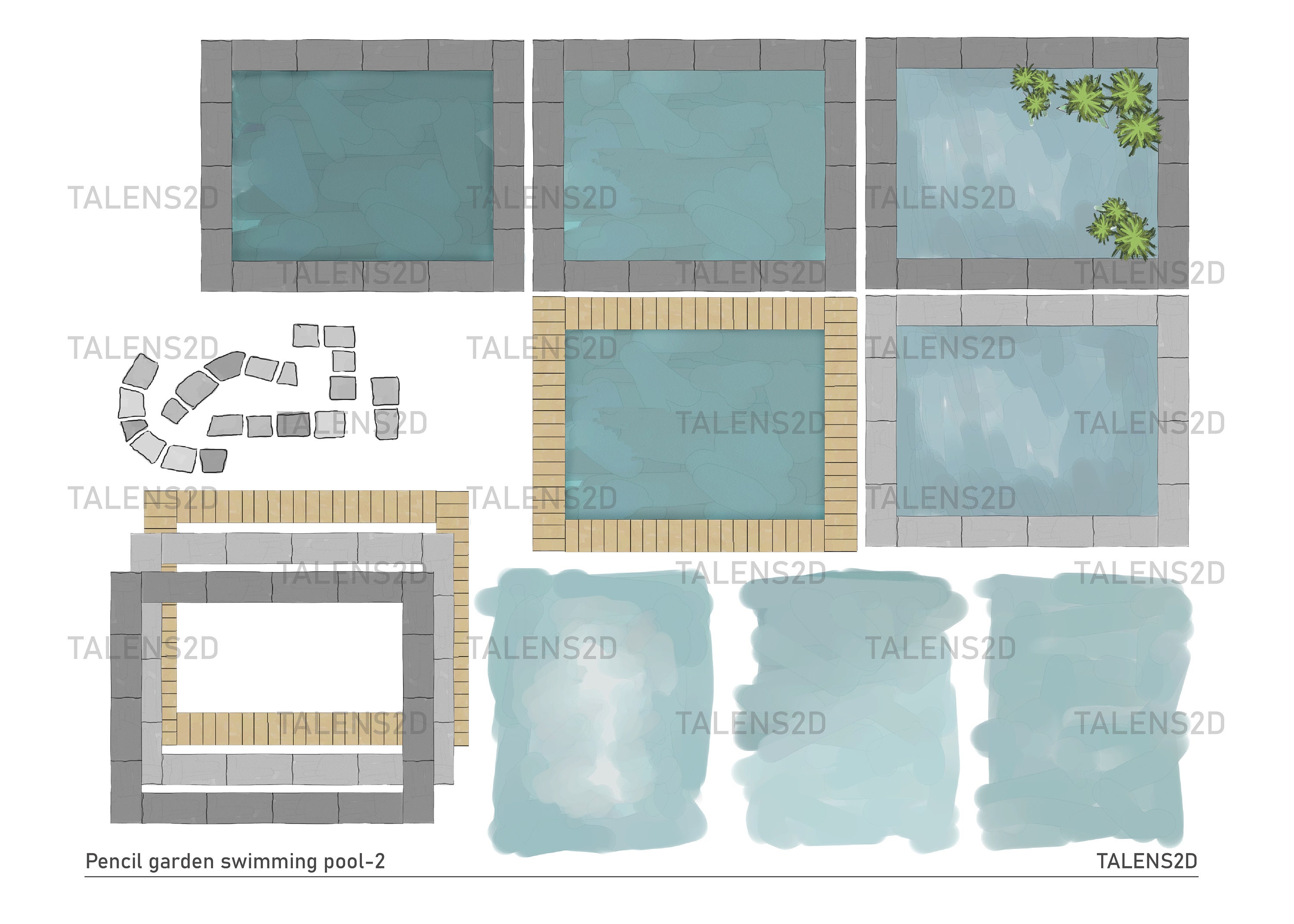 Pool Top View 2D Landscape Top View for Floor Plans PNG - Etsy