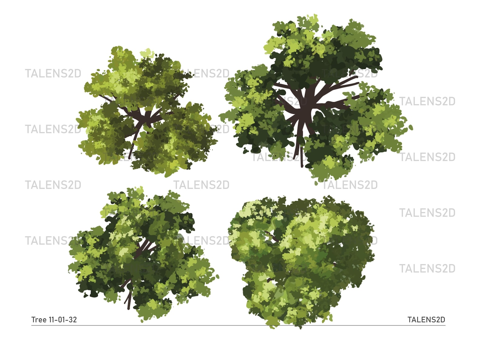 Tree Top View, 2D Landscape Clipart in PNG - Etsy