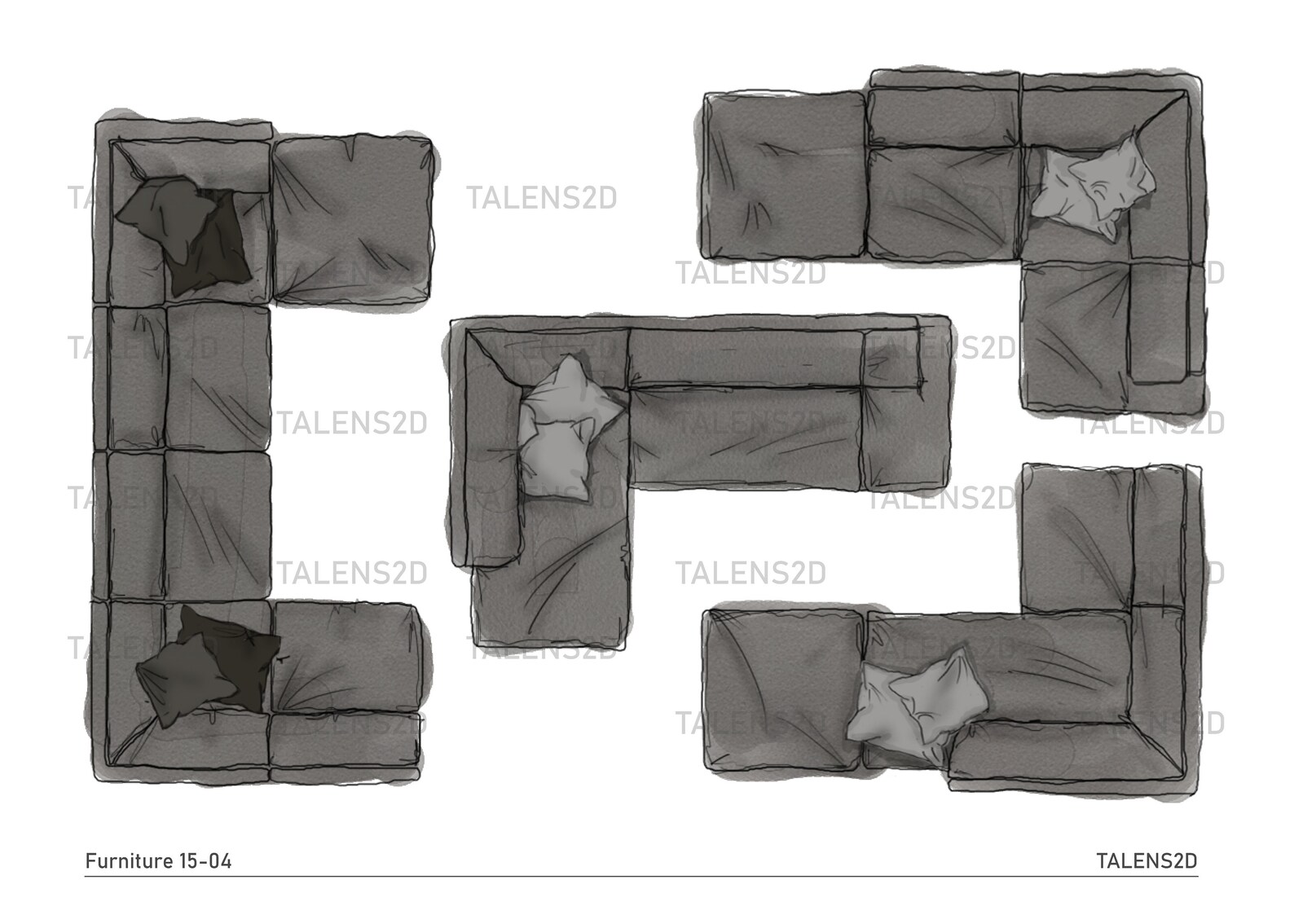 Sofa Furniture Top View, 2D Furniture Top View for Floor Plans, PNG ...