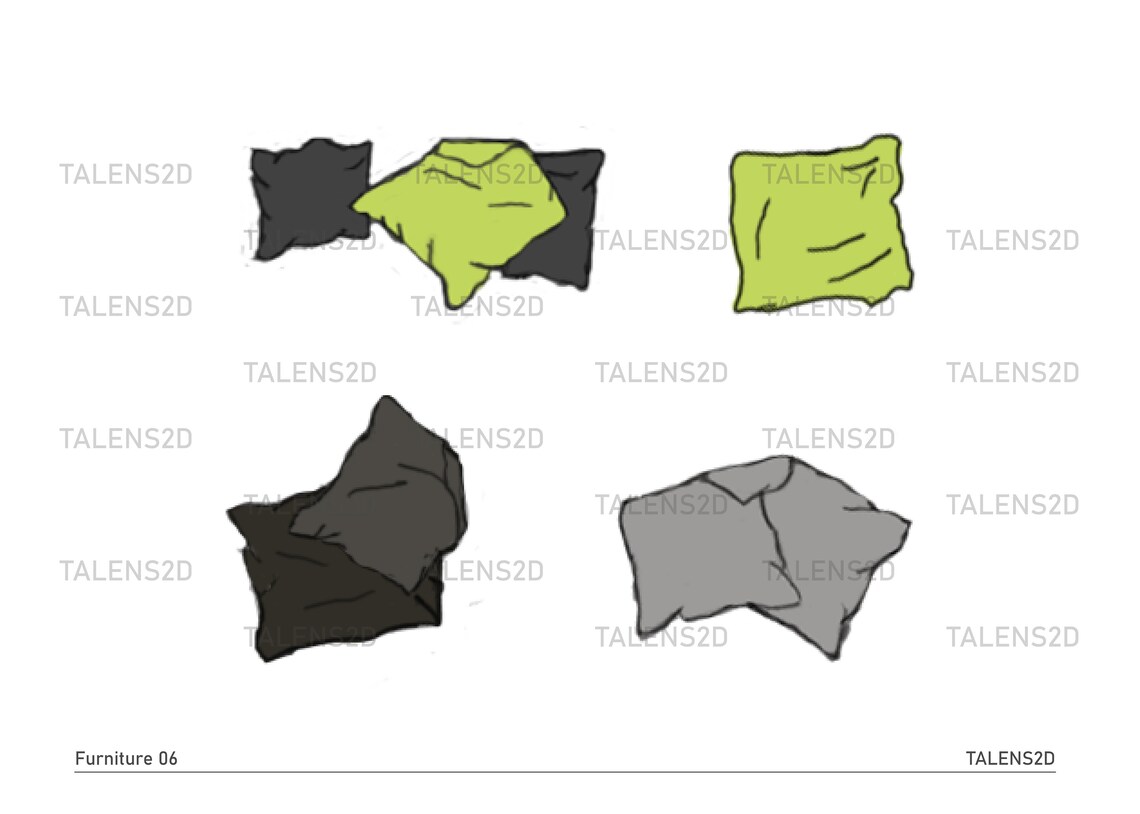 Pillows Top View, 2D Top View PNG for Floor Plan, PNG Files for ...