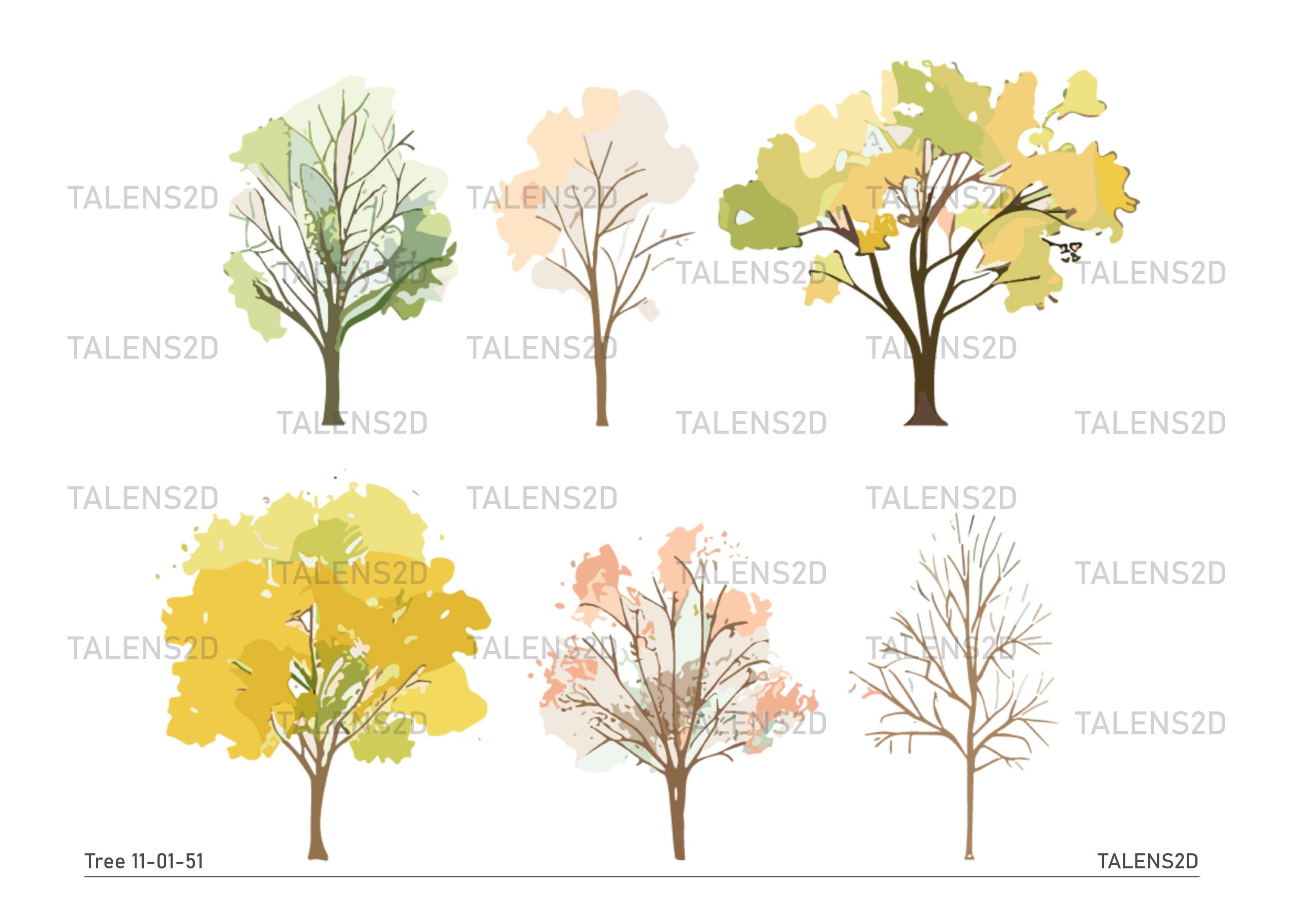 Watercolor Trees Clipart | Painted Tree Clipart | PNG Graphics ...