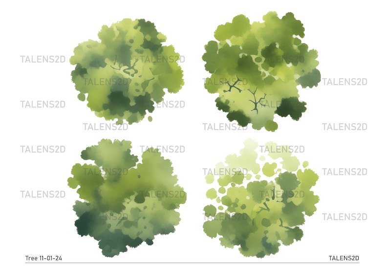 Tree Top View, 2D Landscape Clipart in PNG - Etsy