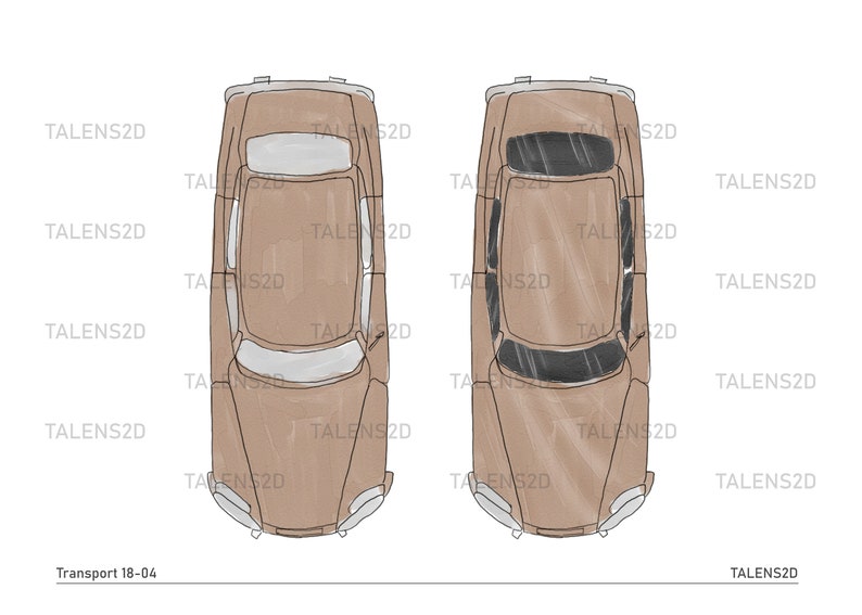 Car Top View PNG: 2D Floor Plan Graphics (digital Download) - Etsy