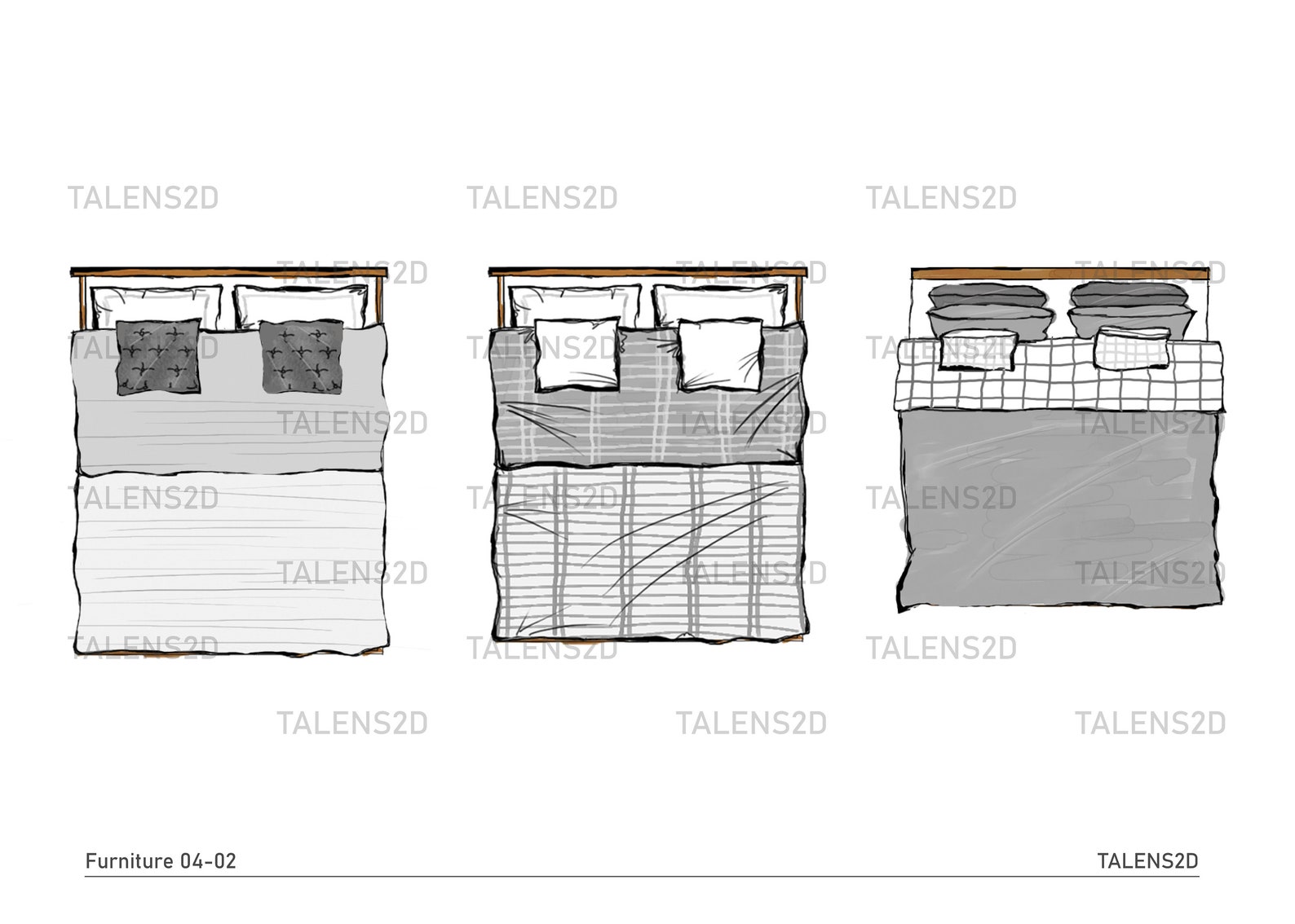 Bed Top View, 2D Top View PNG for Floor Plan, PNG Files for Download - Etsy