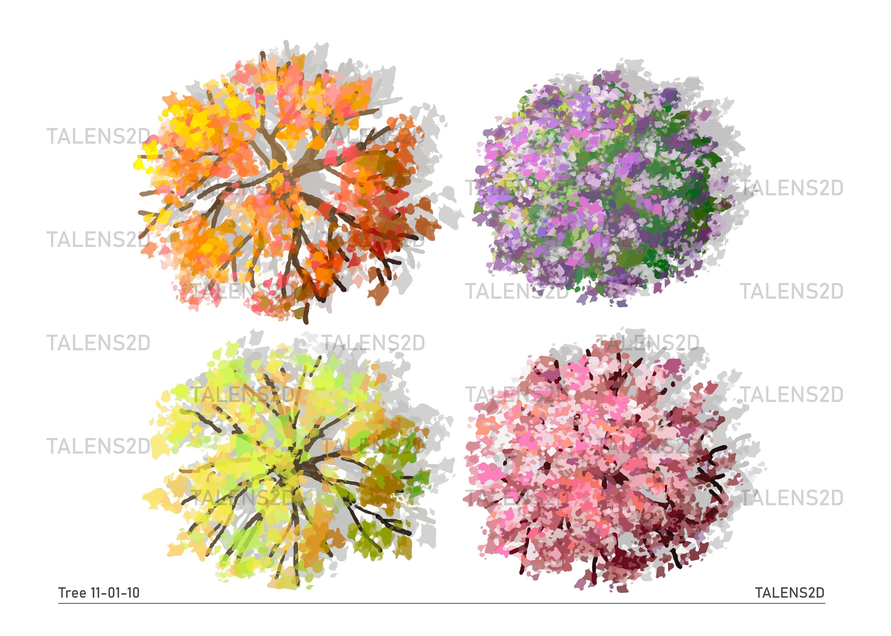 Tree Top View, 2D Landscape Clipart in PNG - Etsy