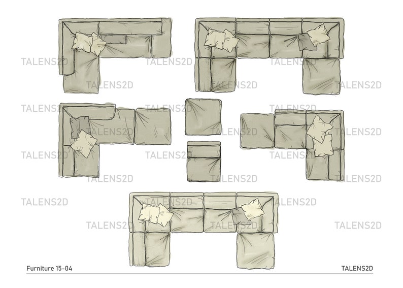 Sofa Furniture Top View, 2D Furniture Top View for Floor Plans, PNG ...