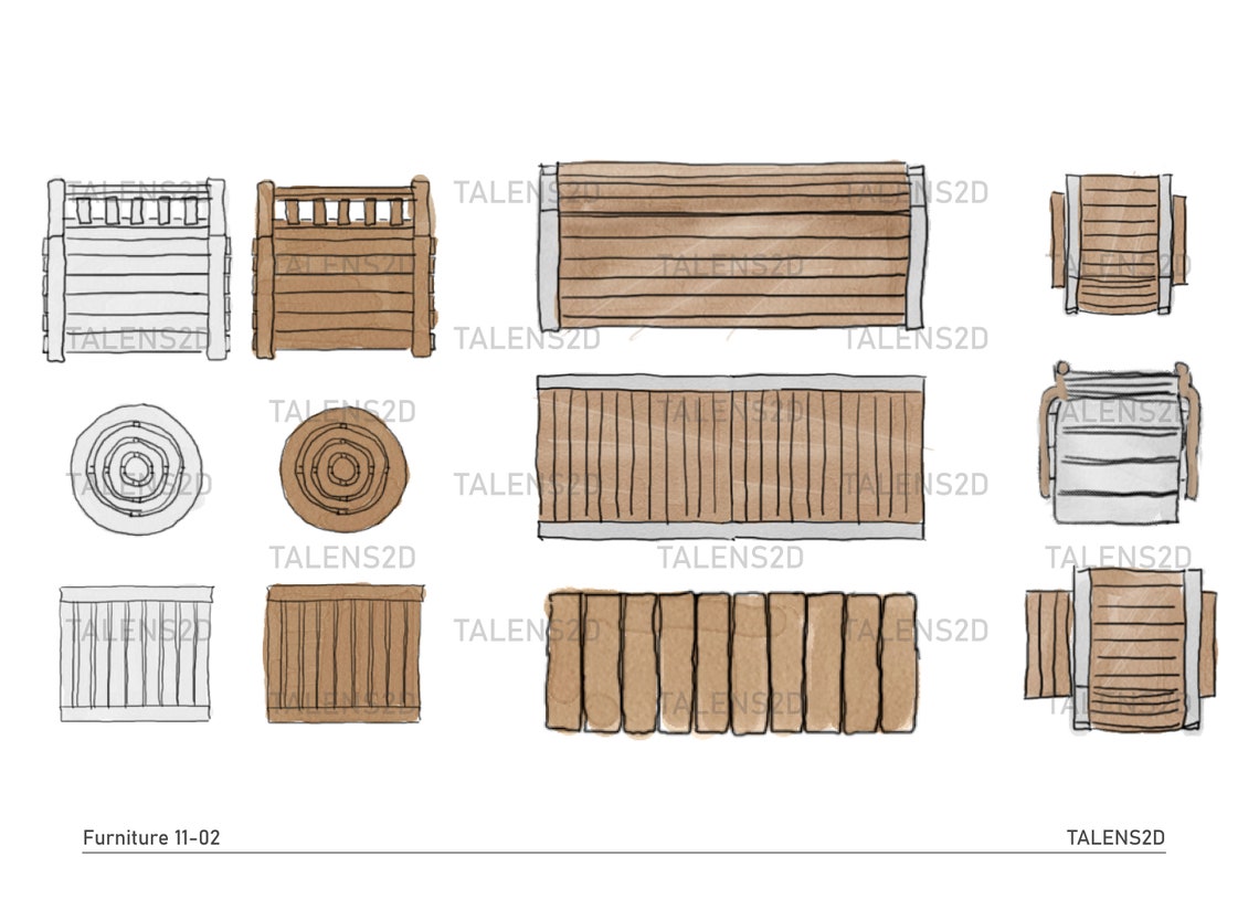 Garden Furniture Top View: 2D Landscape Floor Plan (PNG Files) - Etsy