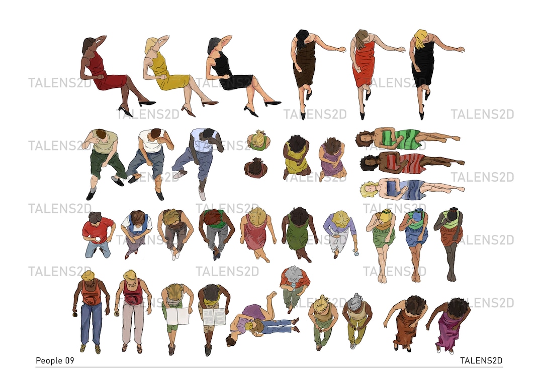 People Top View, 2D Landscape Top View for Floor Plans, PNG Files for ...