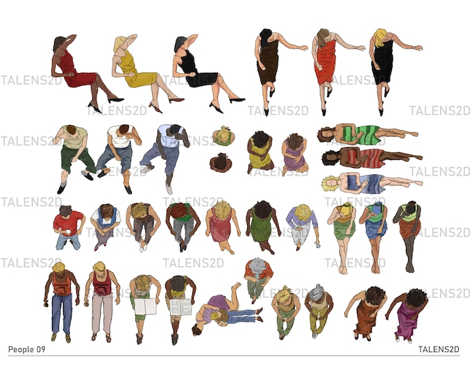 16 Flat Vector People - Top View - Pack of 19 Illustration - AI - Png ...