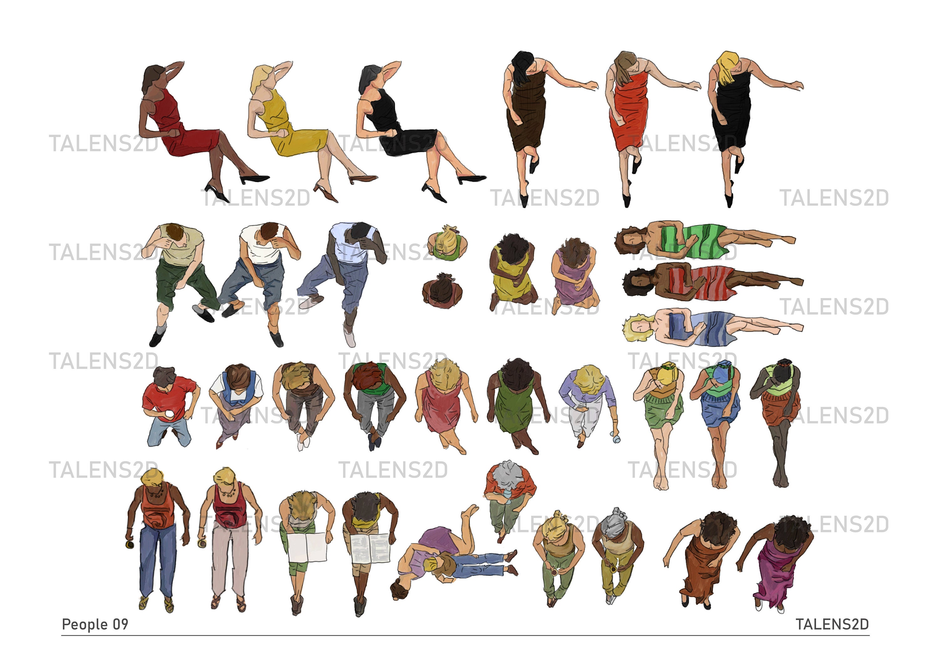 People Top View, 2D Landscape Top View for Floor Plans, PNG Files for ...