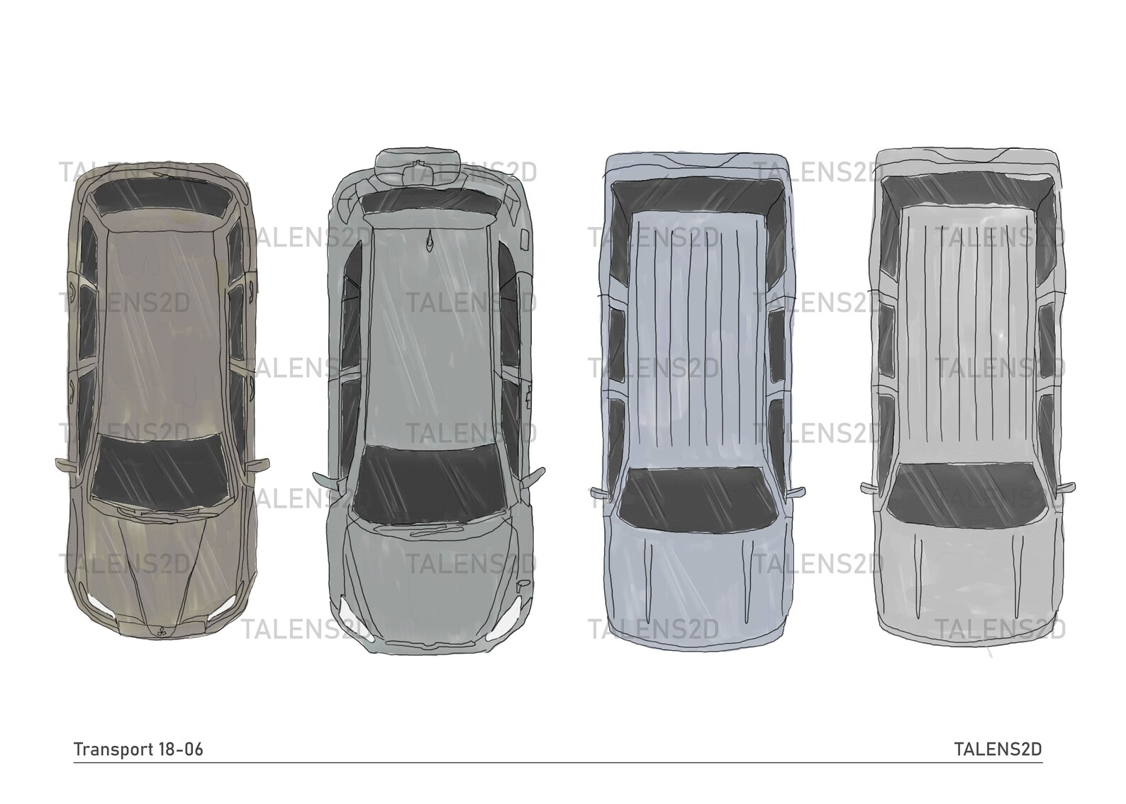 Car Top View, 2D Furniture Top View for Floor Plans, PNG Files for ...