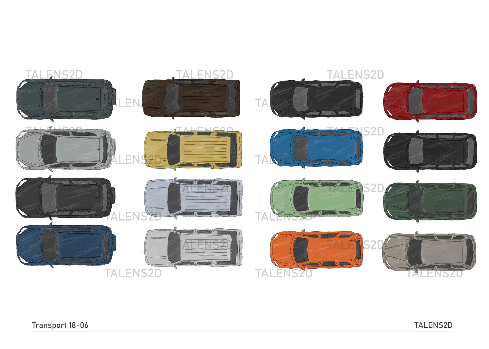 Car Top View, 2D Furniture Top View for Floor Plans, PNG Files for ...