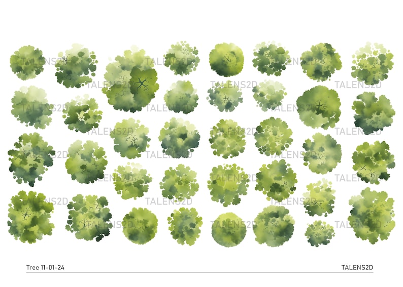Tree Top View, 2D Landscape Clipart in PNG - Etsy