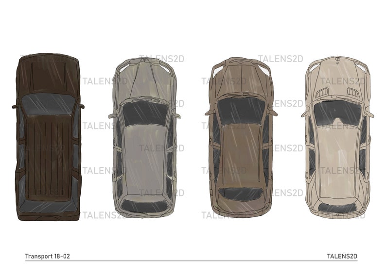 Car Top View, 2D Top View PNG for Floor Plan, PNG Files for Download - Etsy