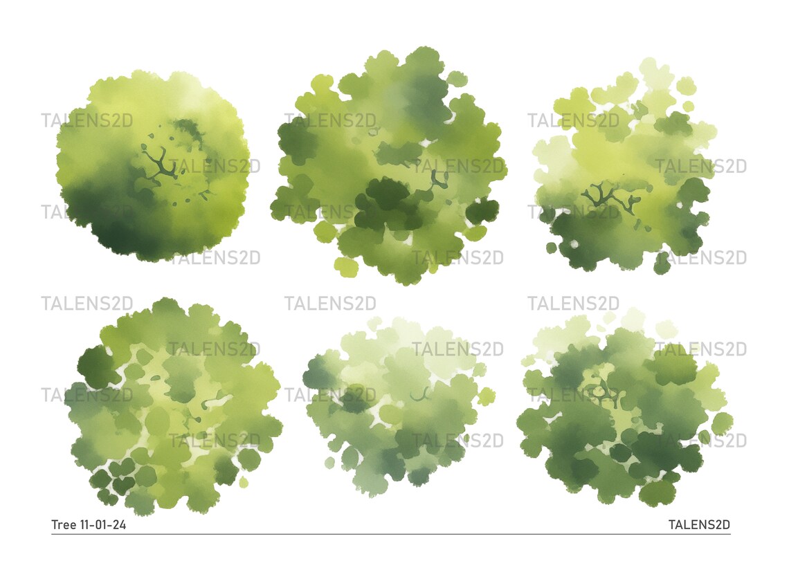 Tree Top View, 2D Landscape Clipart in PNG - Etsy