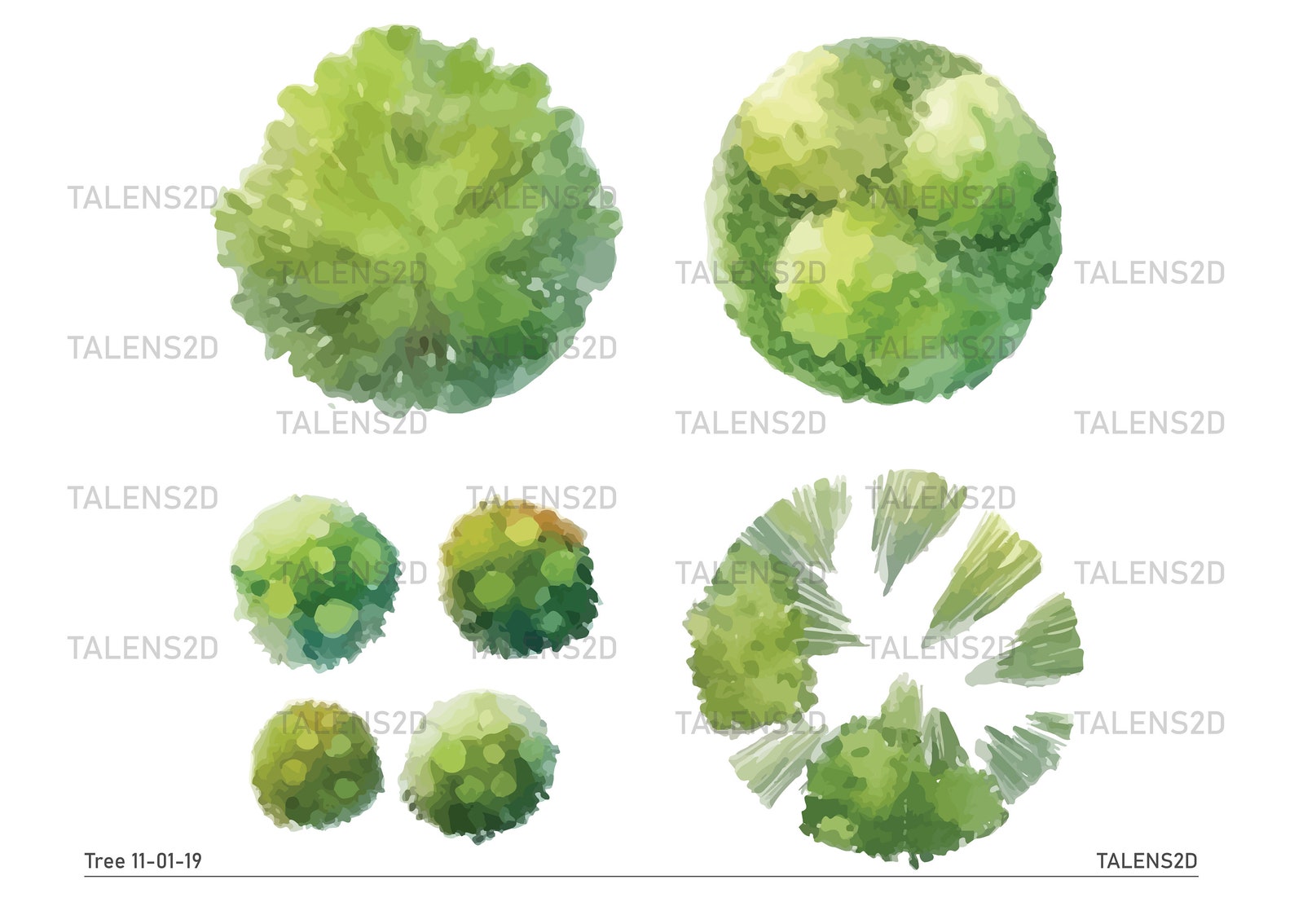 Tree Top View, 2D Landscape Clipart in PNG - Etsy