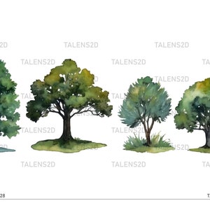 Watercolor Trees Clipart | Painted Tree Clipart | PNG Graphics ...