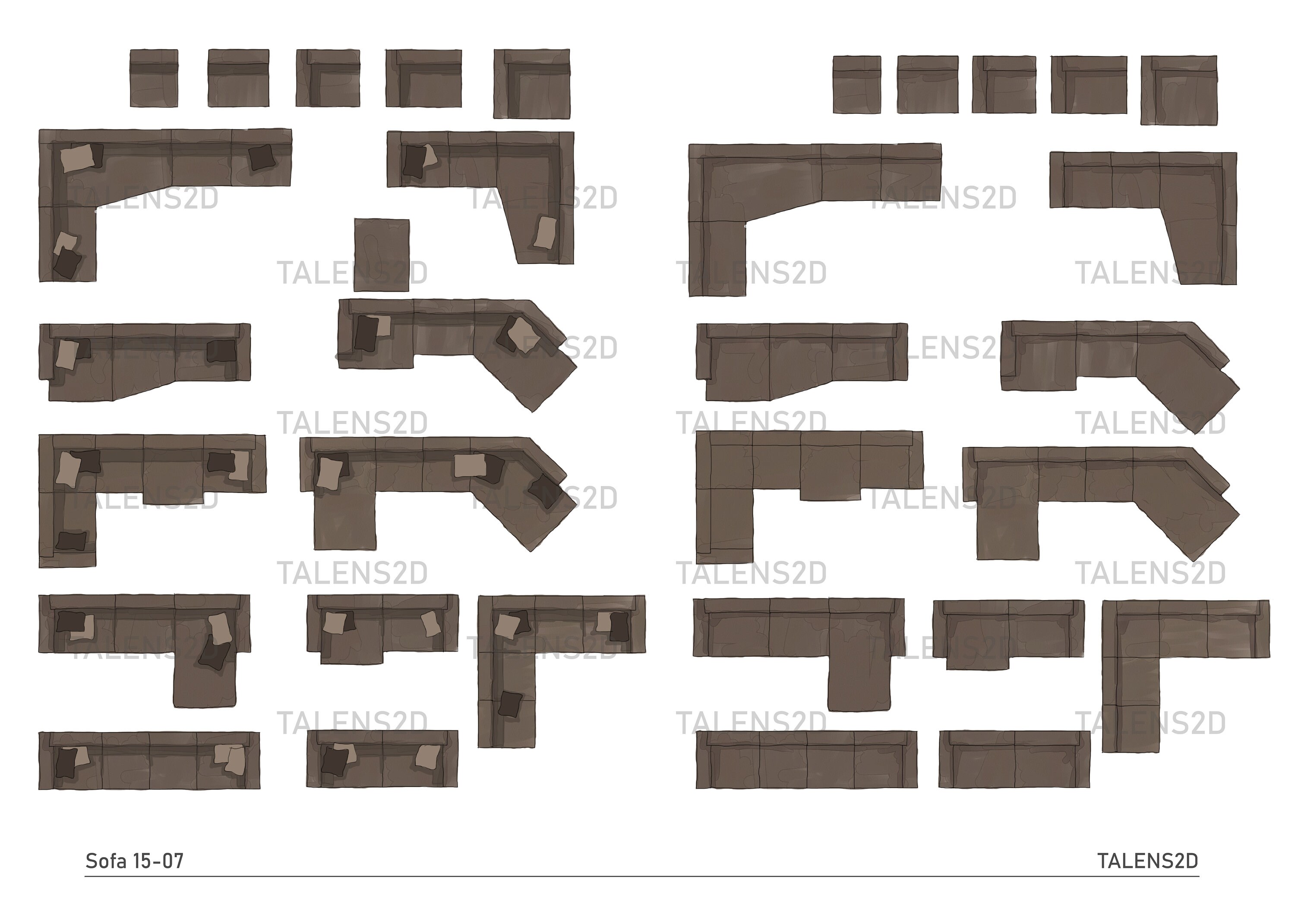 Sofa Top View, 2D Top View PNG for Floor Plan, PNG Files for Download ...