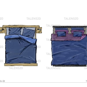 Bed Top View, 2D Top View PNG for Floor Plan, PNG Files for Download - Etsy
