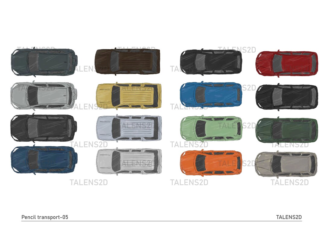 Car Top View 2D Furniture Top View for Floor Plans PNG Files - Etsy