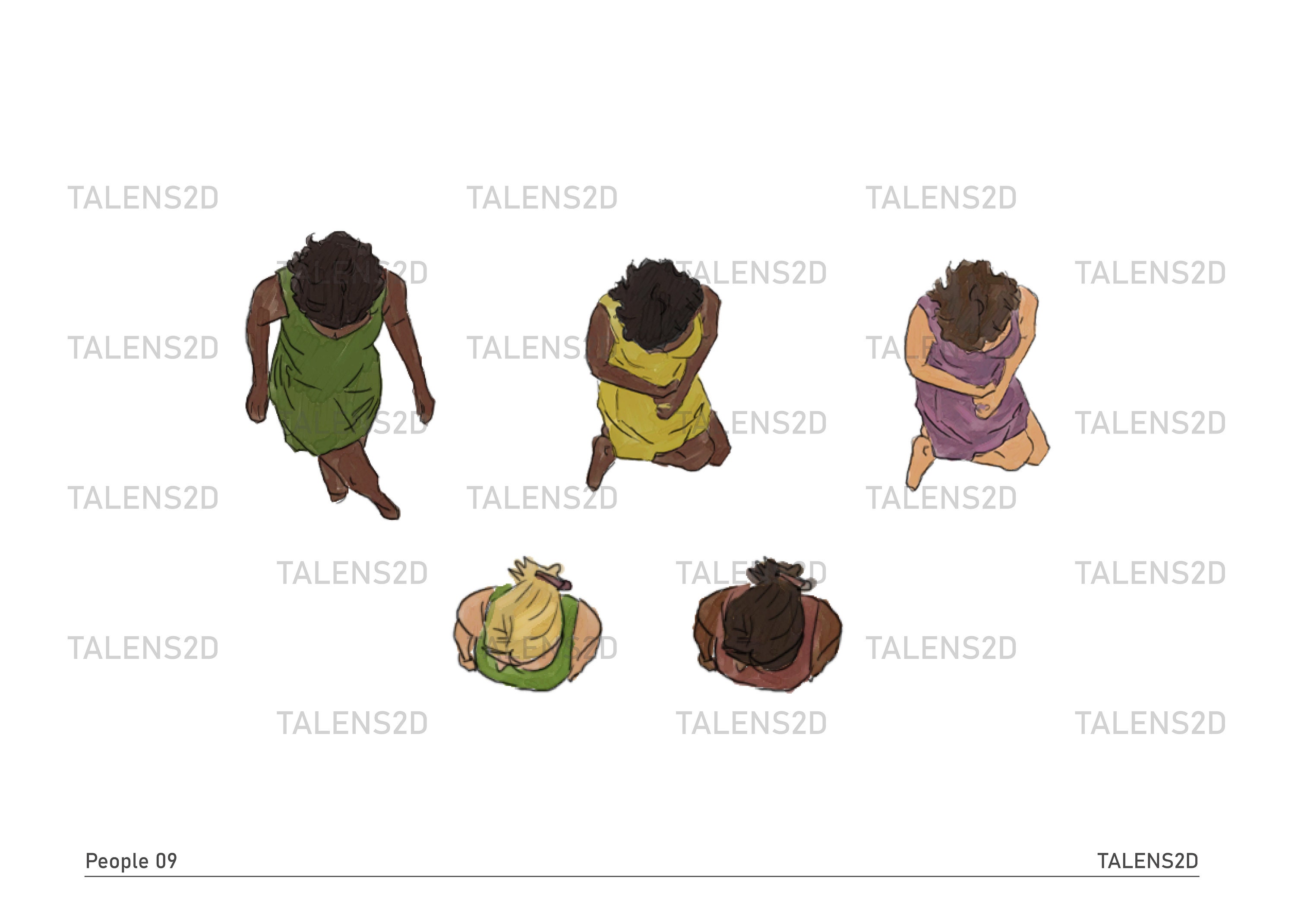 People Top View, 2D Landscape Top View for Floor Plans, PNG Files for ...