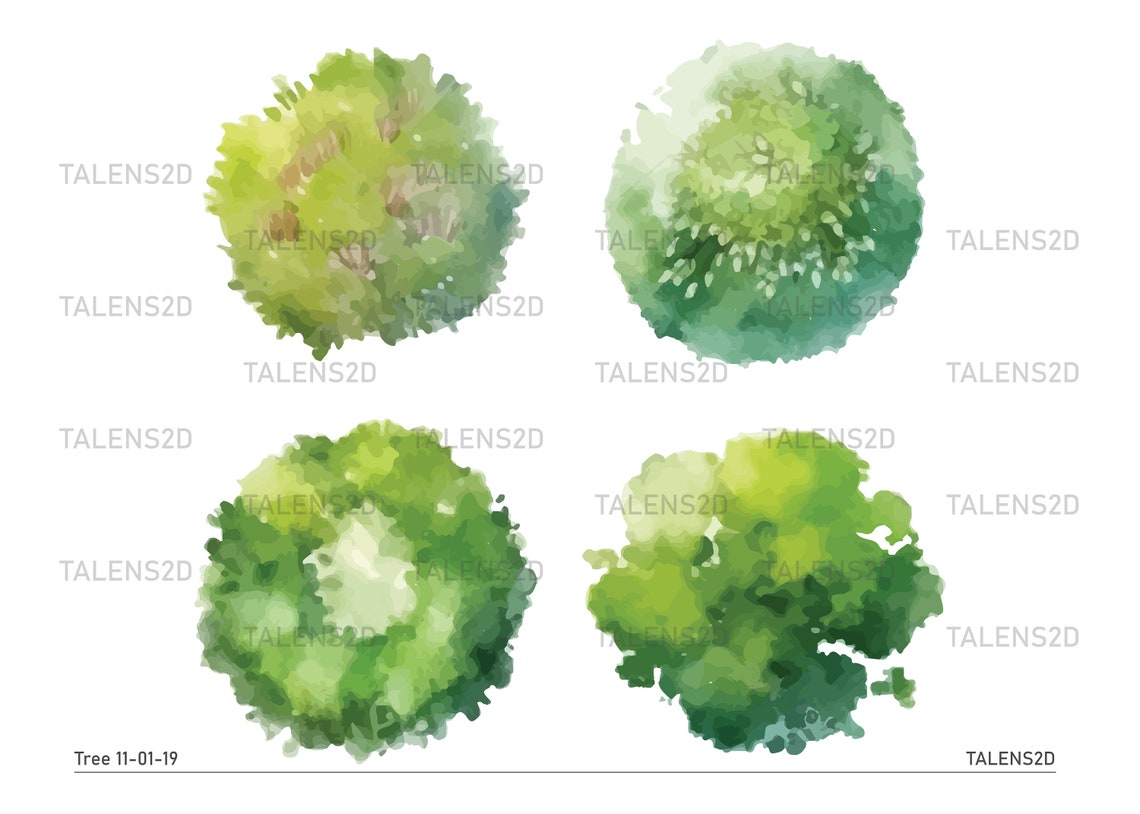 Tree Top View, 2D Landscape Clipart in PNG - Etsy