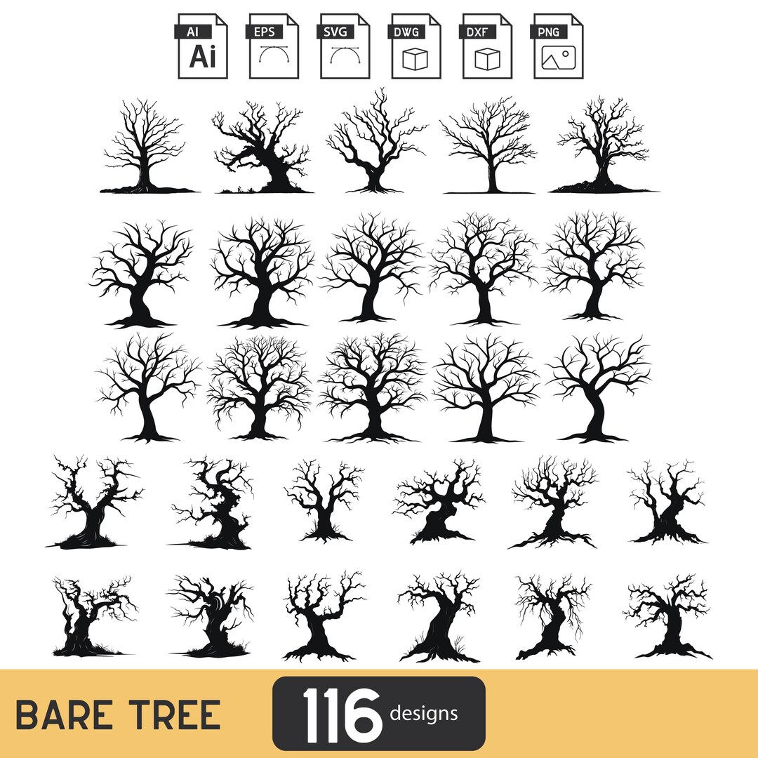 Bare Tree SVG Bundle, Bare Trees SVG, Bare Tree Silhouette, Bare Tree ...