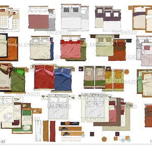 Bed Furniture Top View 2D Furniture Top View for Floor Plans - Etsy