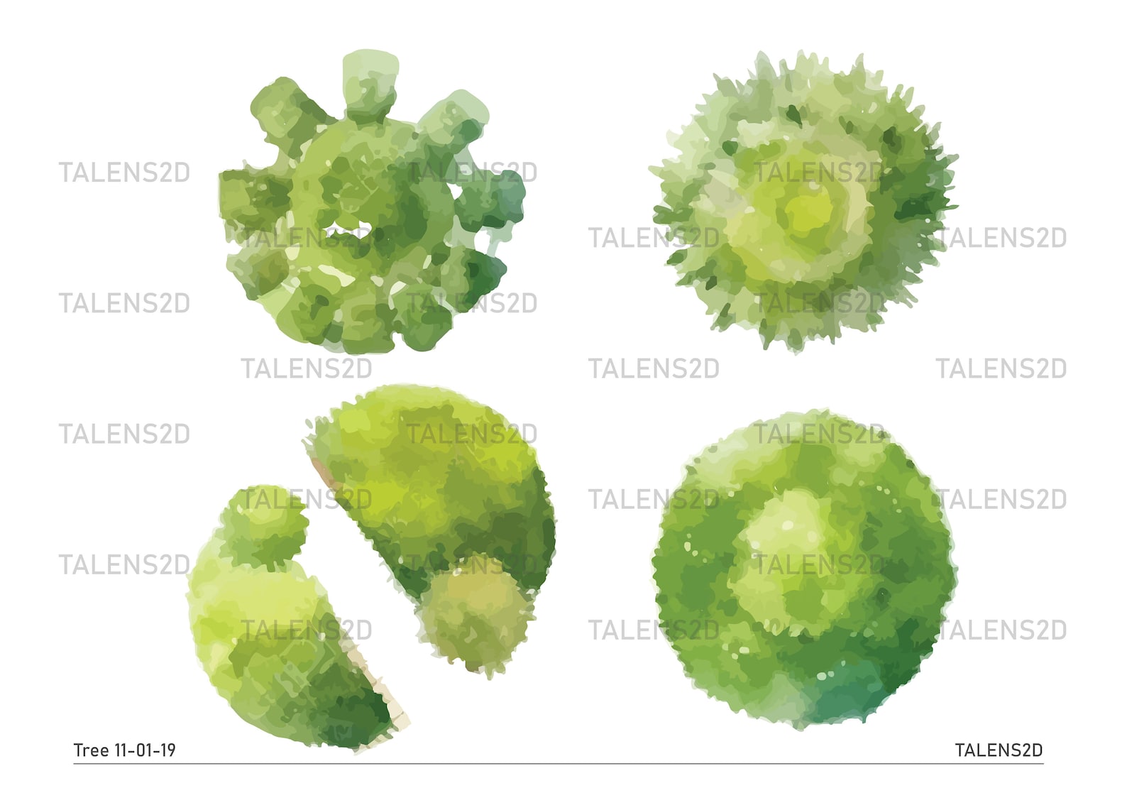 Tree Top View, 2D Landscape Clipart in PNG - Etsy