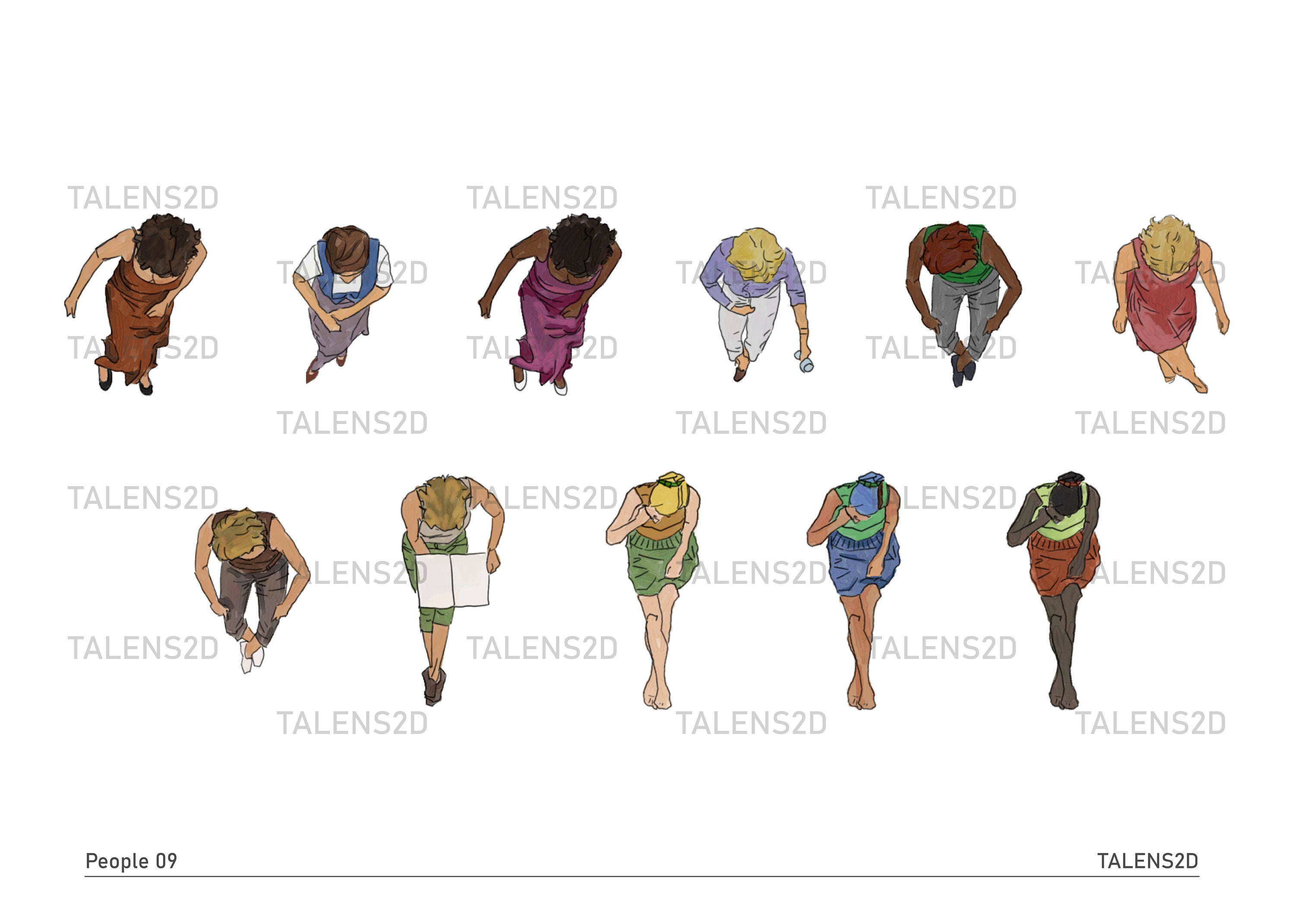 People Top View, 2D Landscape Top View for Floor Plans, PNG Files for ...