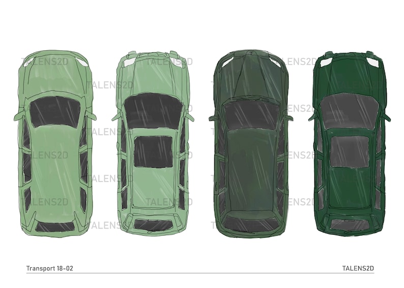 Car Top View, 2D Top View PNG for Floor Plan, PNG Files for Download - Etsy