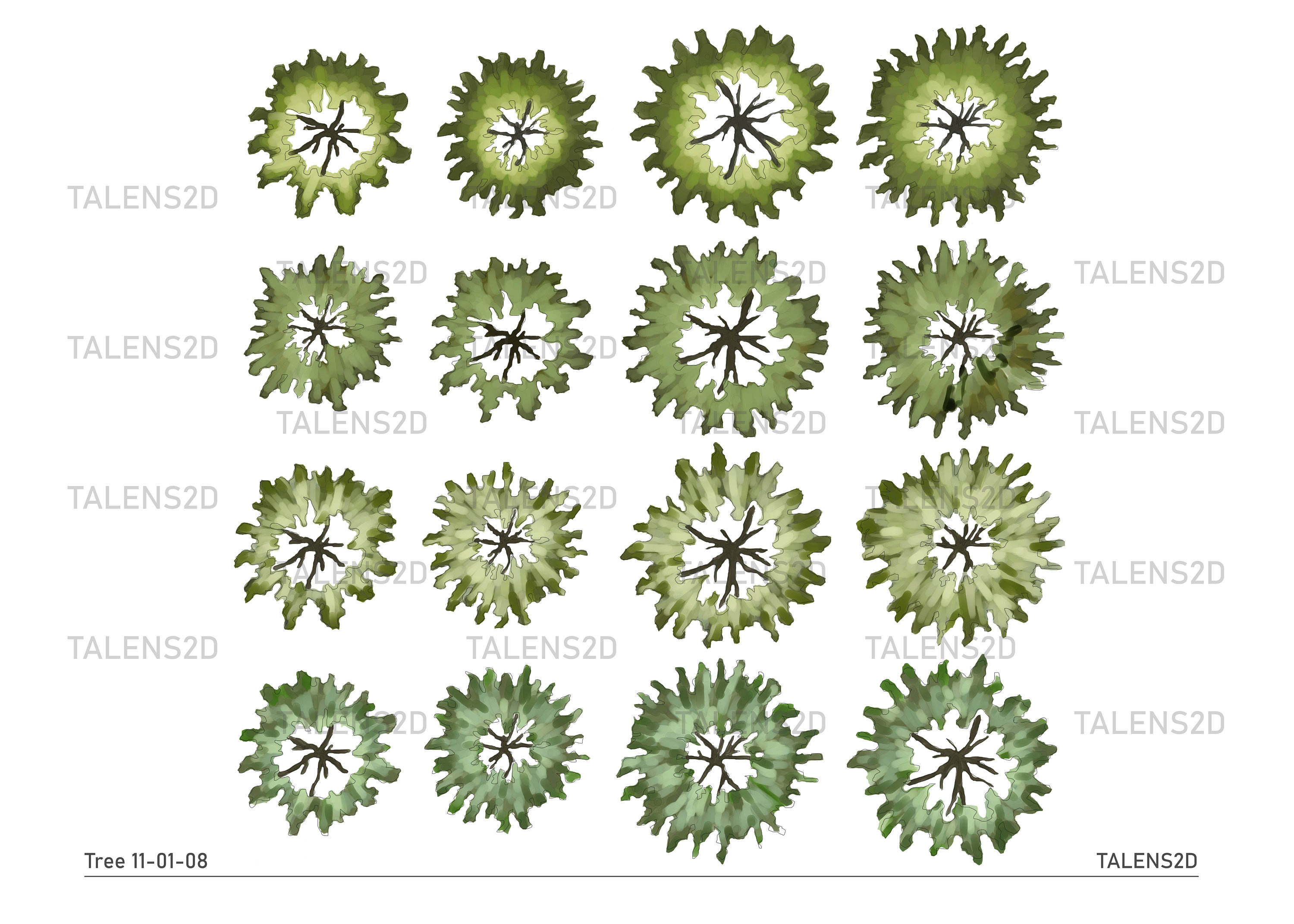 Tree Top View, 2D Landscape Clipart in PNG - Etsy