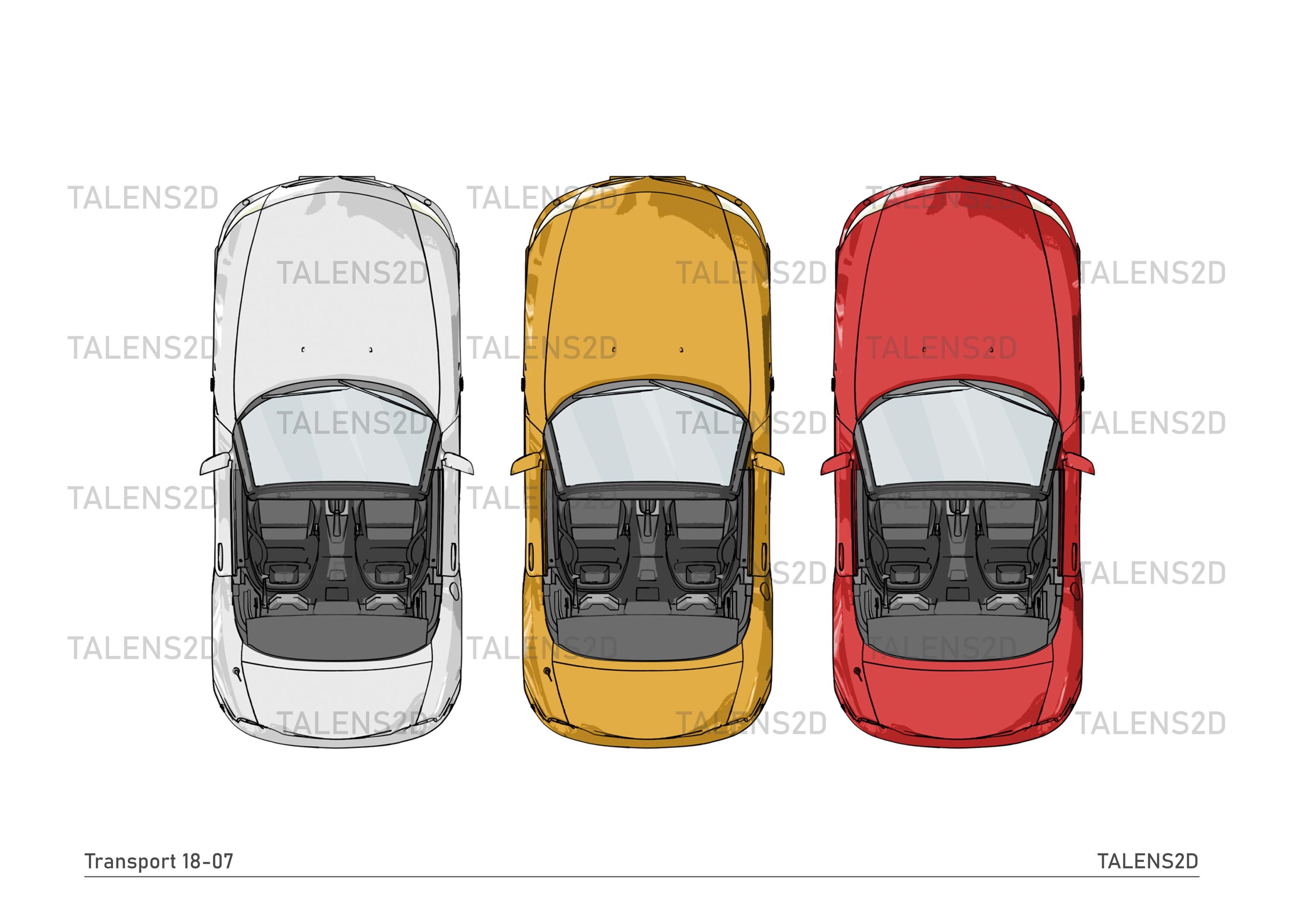 Car Top View, 2D Top View PNG for Floor Plan, PNG Files for Download - Etsy