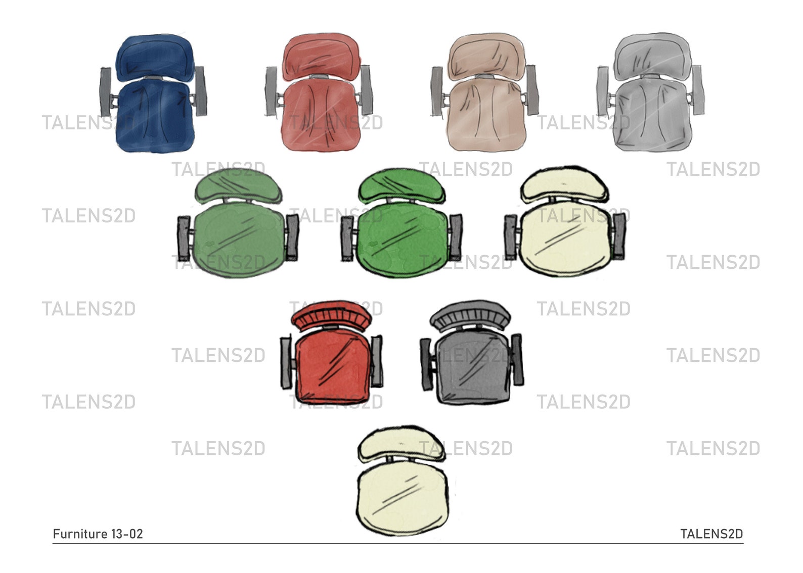 Study Furniture Top View, 2D Top View PNG for Floor Plan, PNG Files for ...