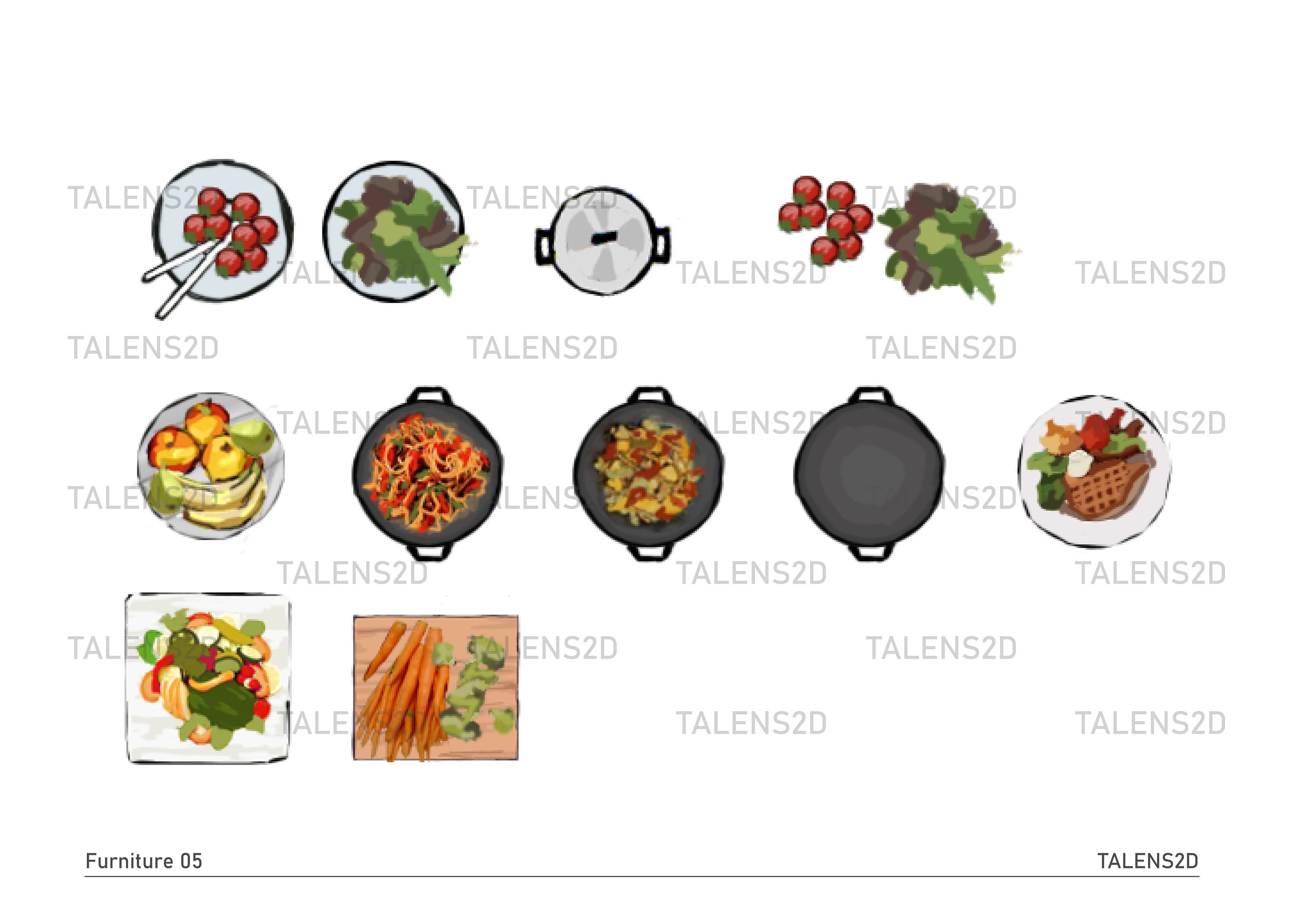 Kitchen Furniture Top View, 2D Top View PNG for Floor Plan, PNG Files ...