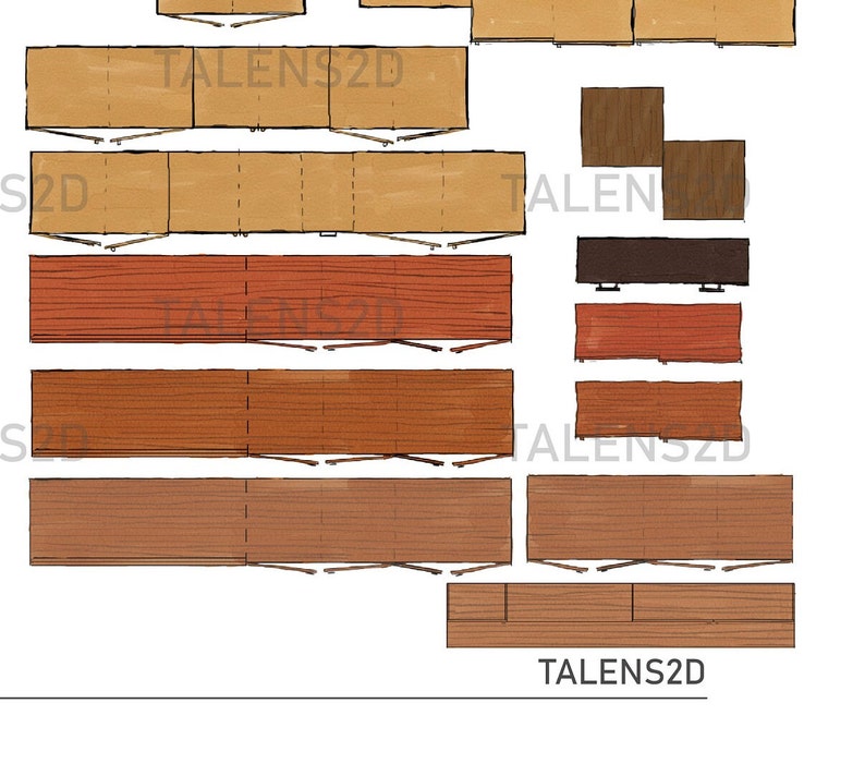 Cabinet Furniture Top View 2D Furniture Top View for Floor - Etsy