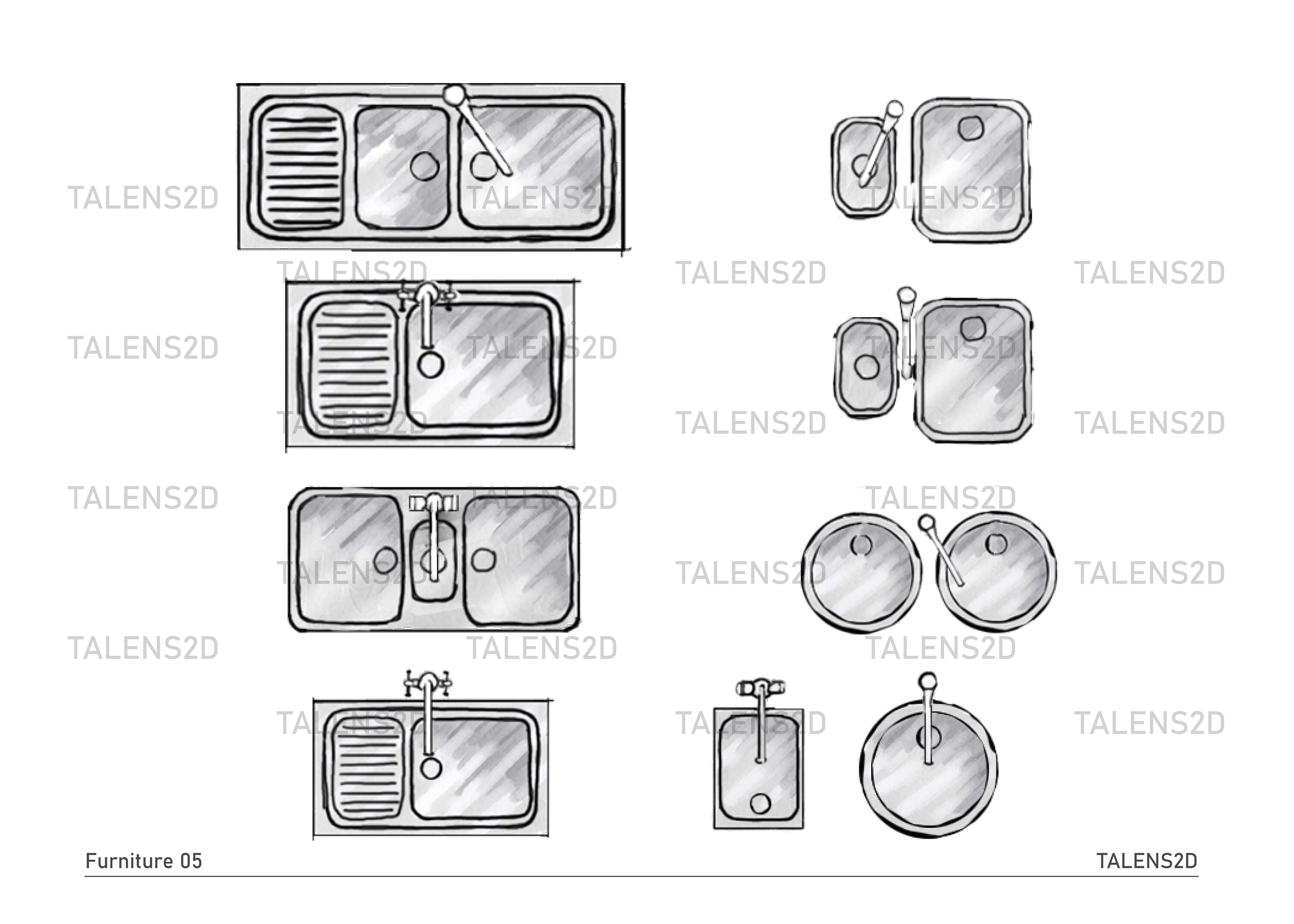Kitchen Furniture Top View, 2D Top View PNG for Floor Plan, PNG Files ...