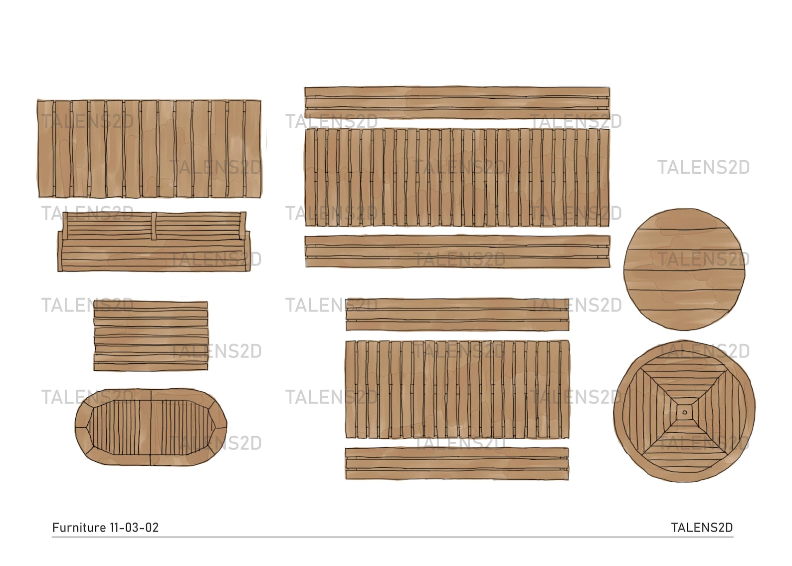 2D Garden Furniture Top View for Floor Plans (PNG Files) - Etsy