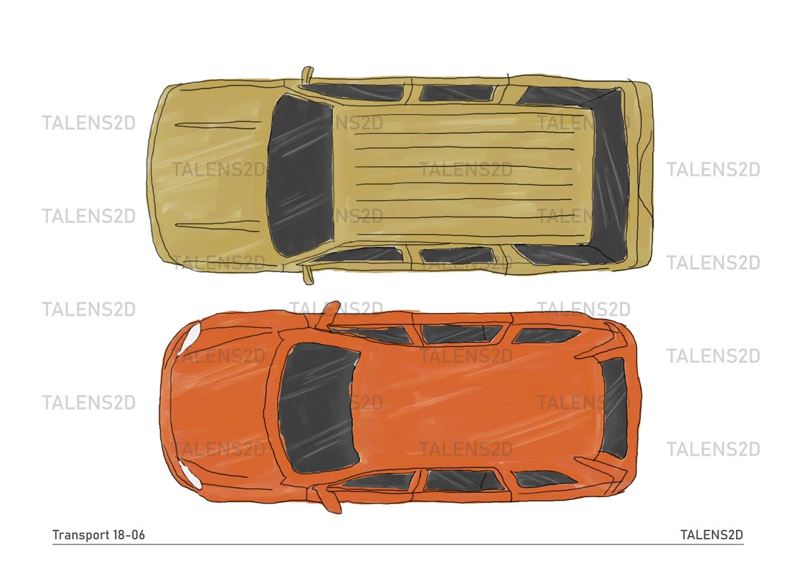 Car Top View, 2D Furniture Top View for Floor Plans, PNG Files for ...