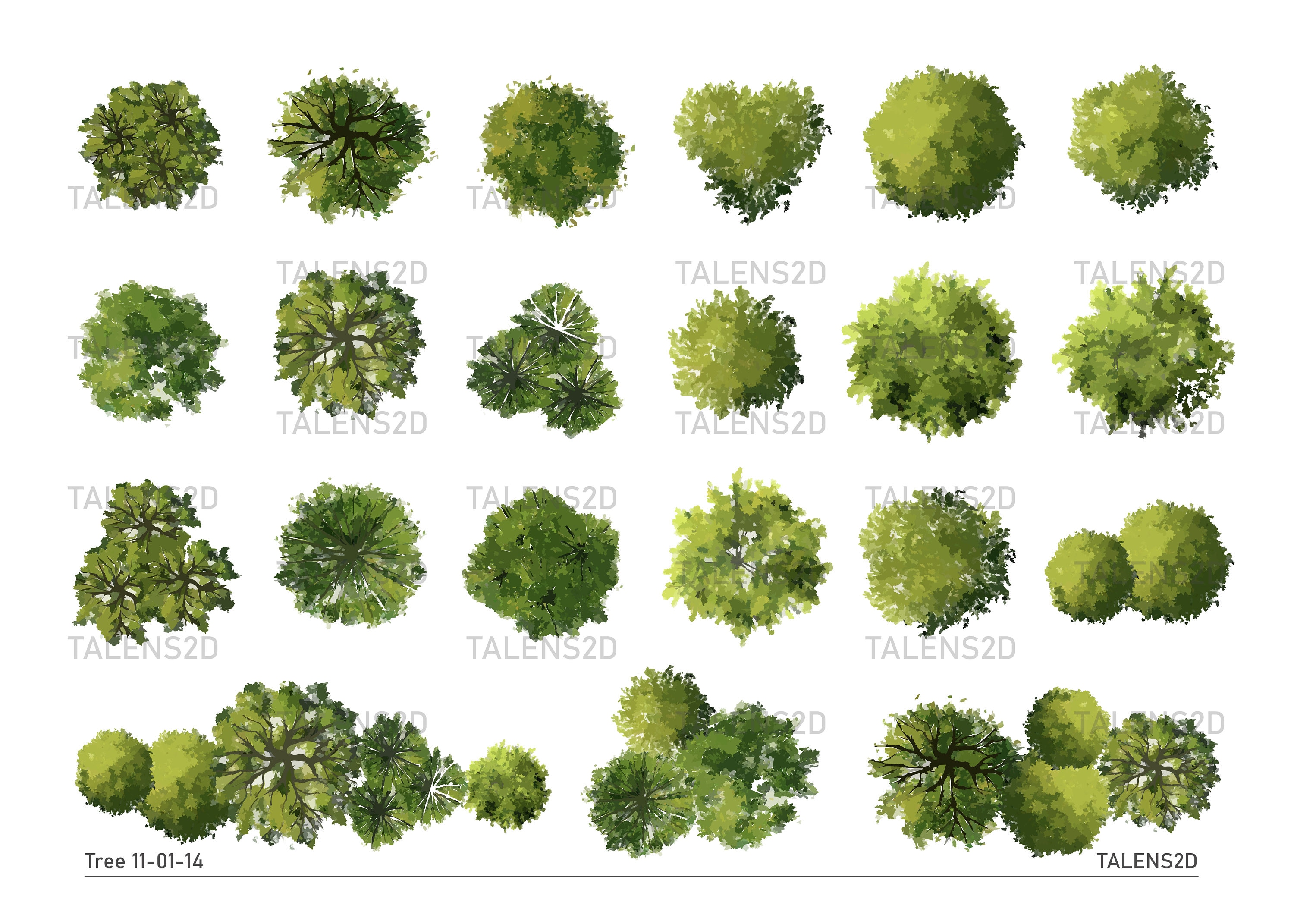 Tree Top View, 2D Landscape Clipart in PNG - Etsy