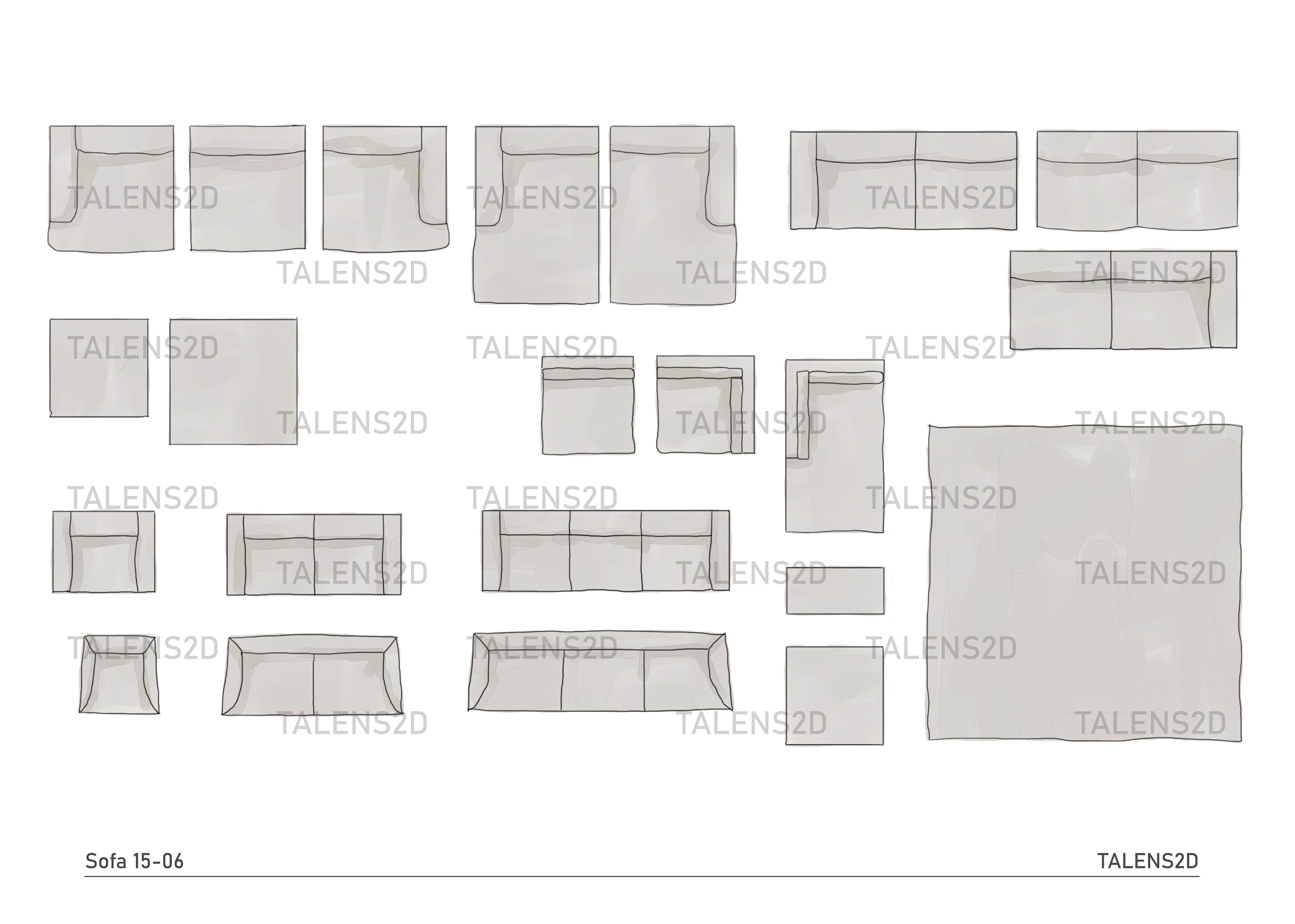 Sofa Furniture Top View, 2D Furniture Top View for Floor Plans, PNG ...