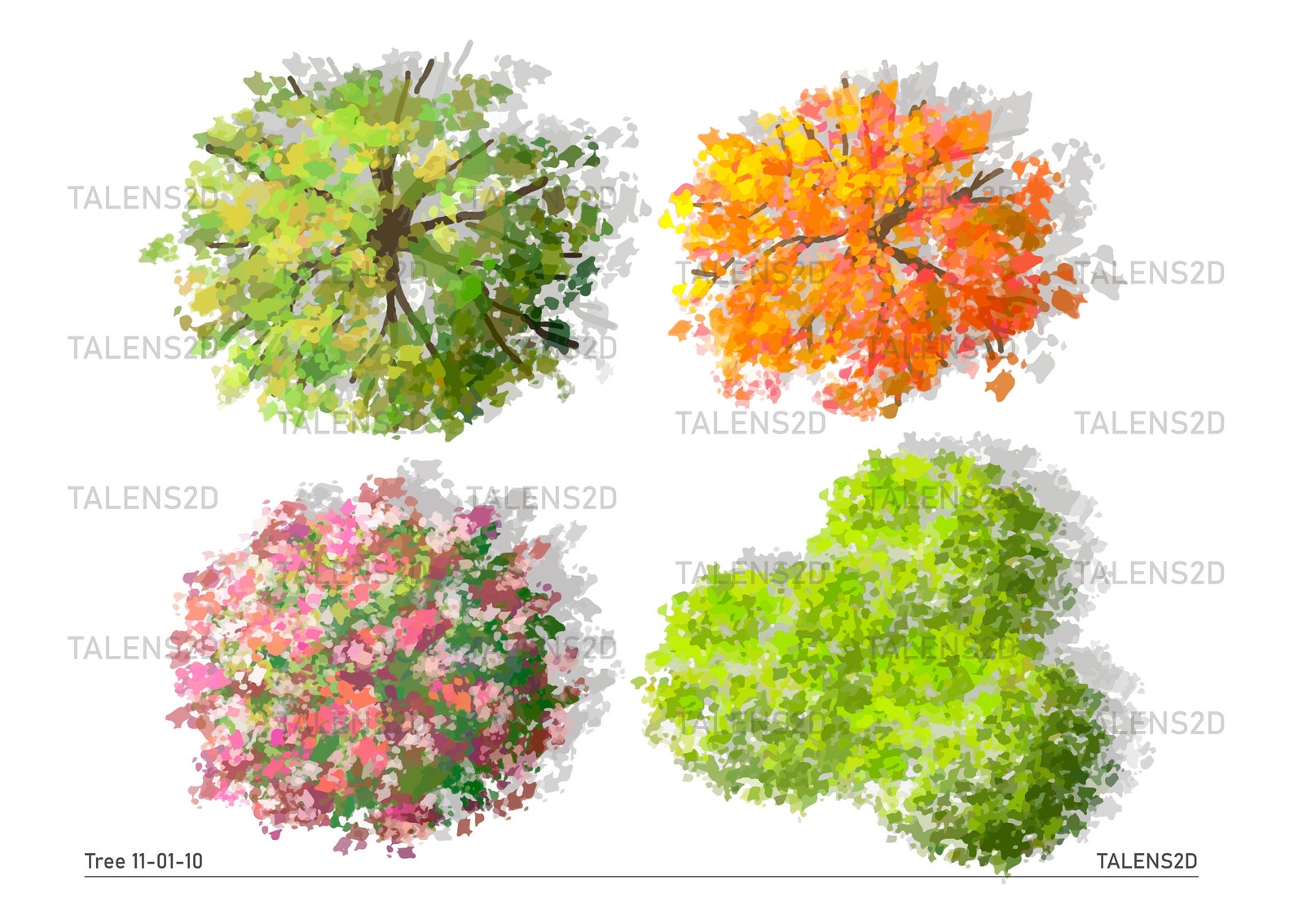 Tree Top View, 2D Landscape Clipart in PNG - Etsy