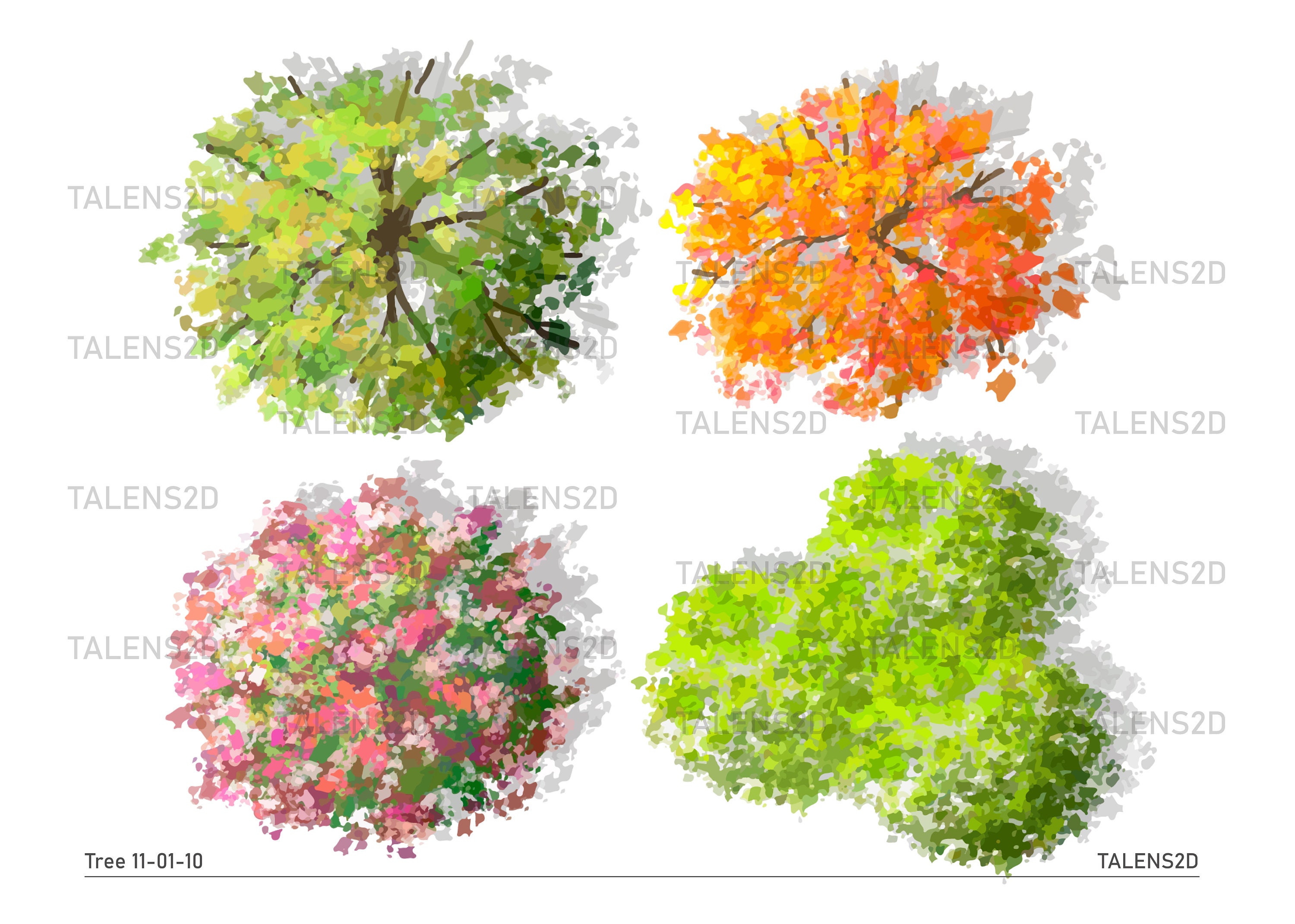 Tree Top View, 2D Landscape Clipart in PNG - Etsy