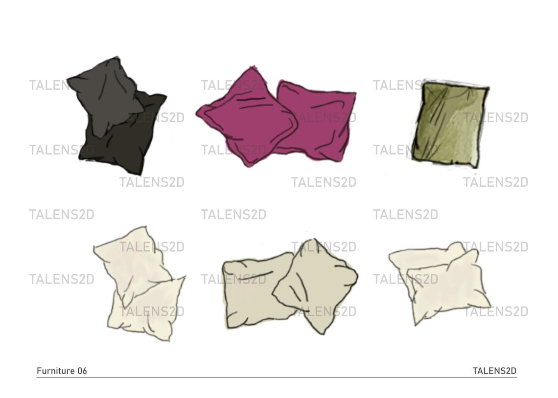 Pillows Top View, 2D Top View PNG for Floor Plan, PNG Files for ...