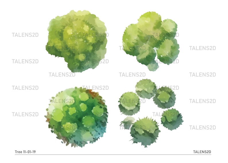 Tree Top View, 2D Landscape Clipart in PNG - Etsy