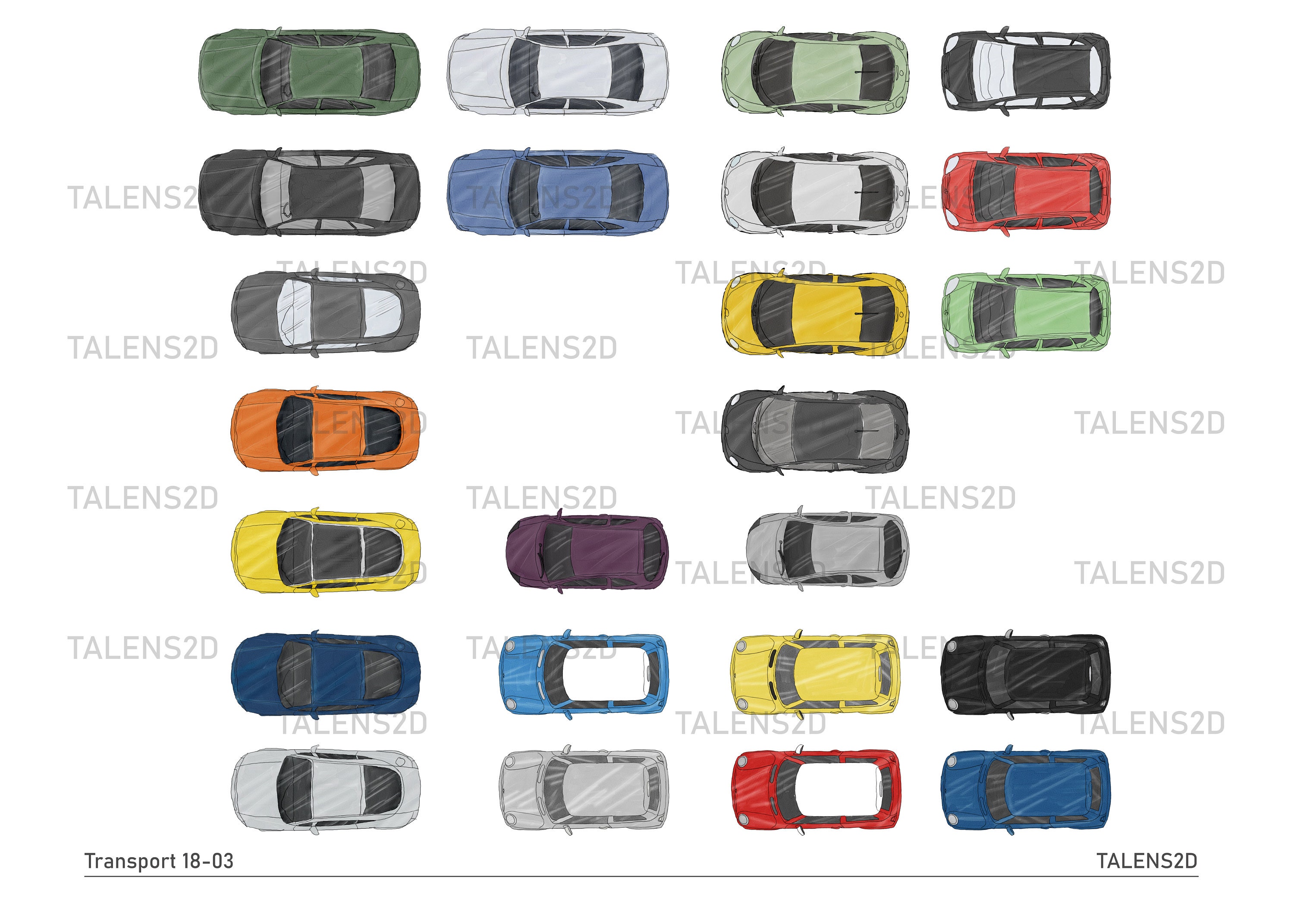 Car Top View, 2D Top View PNG for Floor Plan, PNG Files for Download - Etsy